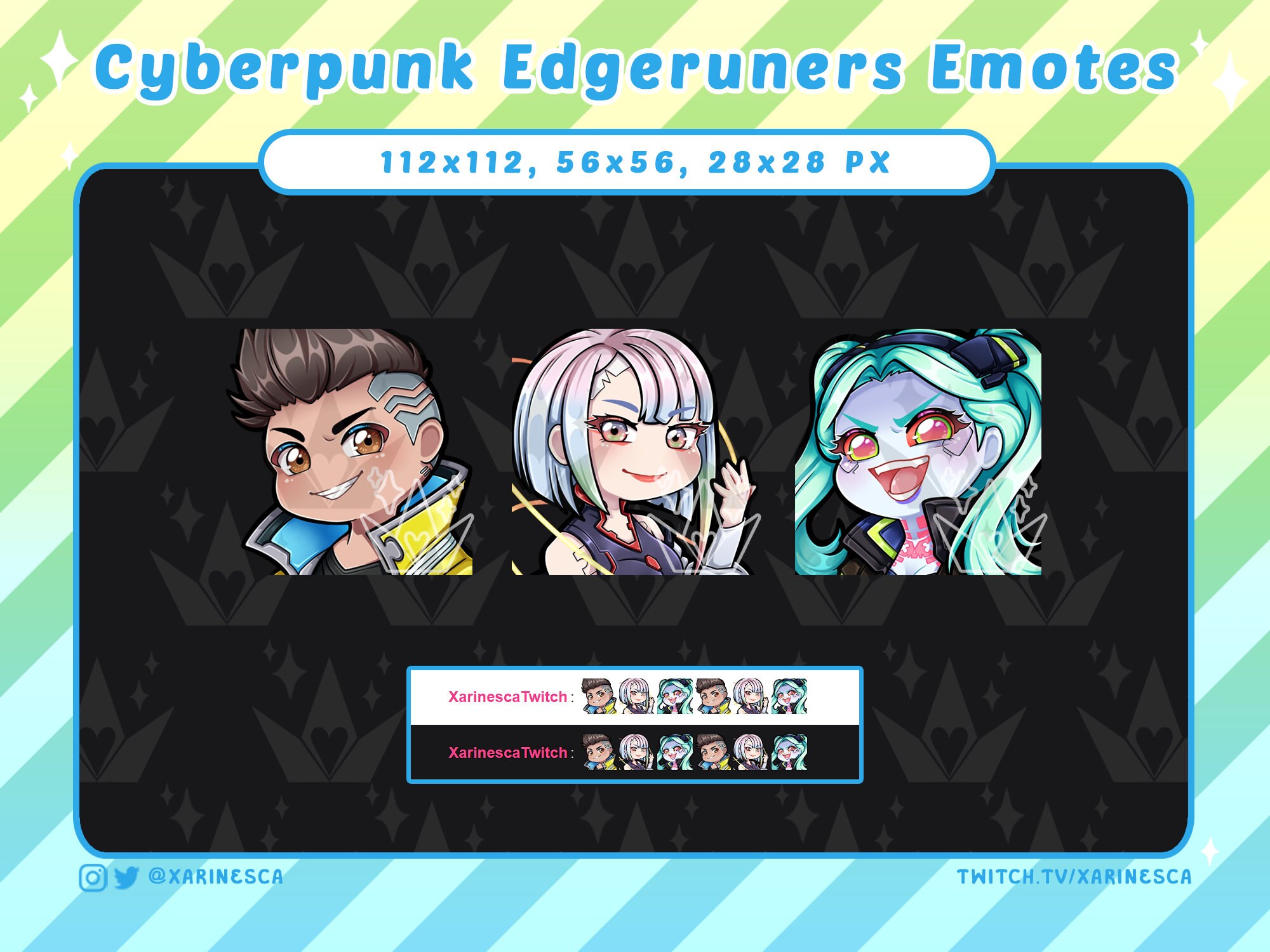 Cyberpunk Edgerunners Emote Set for Twitch / Discord / Youtube / Stream ...