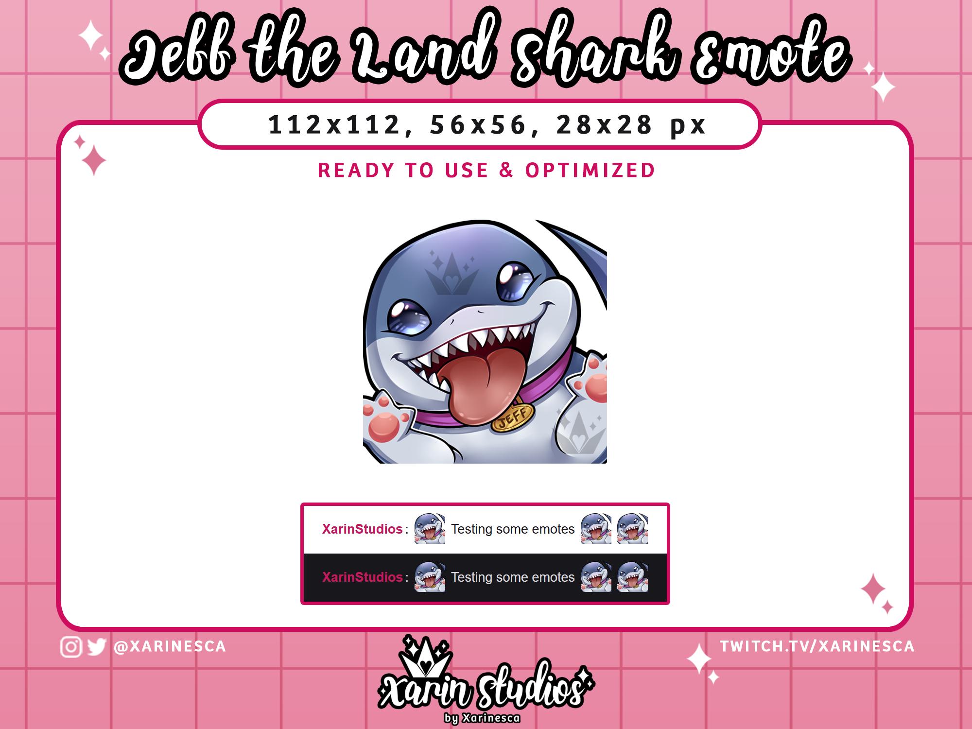Jeff the Land Shark Emote for Twitch / Discord / Youtube / Kick ...