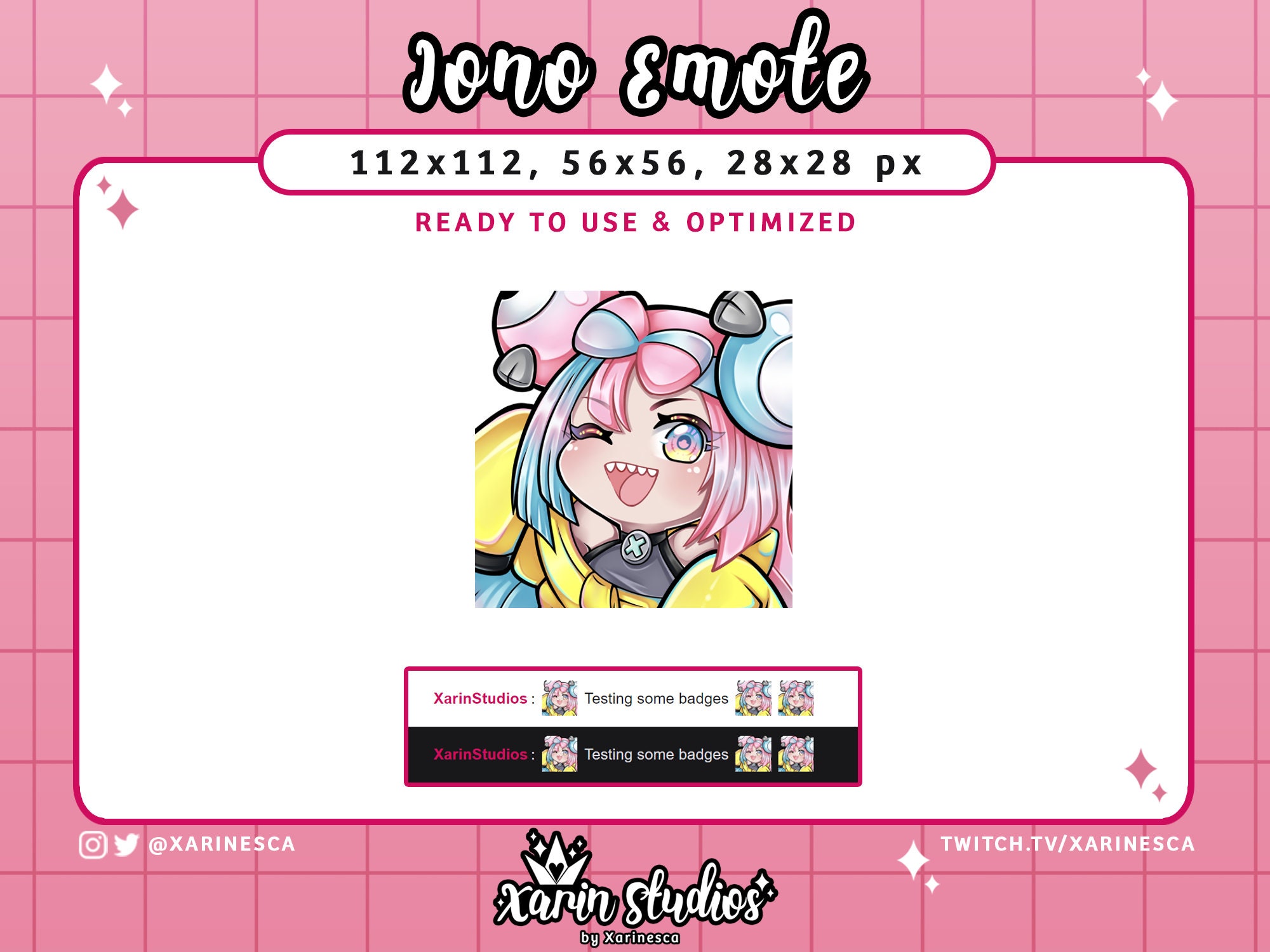 Iono Pokemon Trainer Emote para Twitch / Discord / YouTube / Kick ...