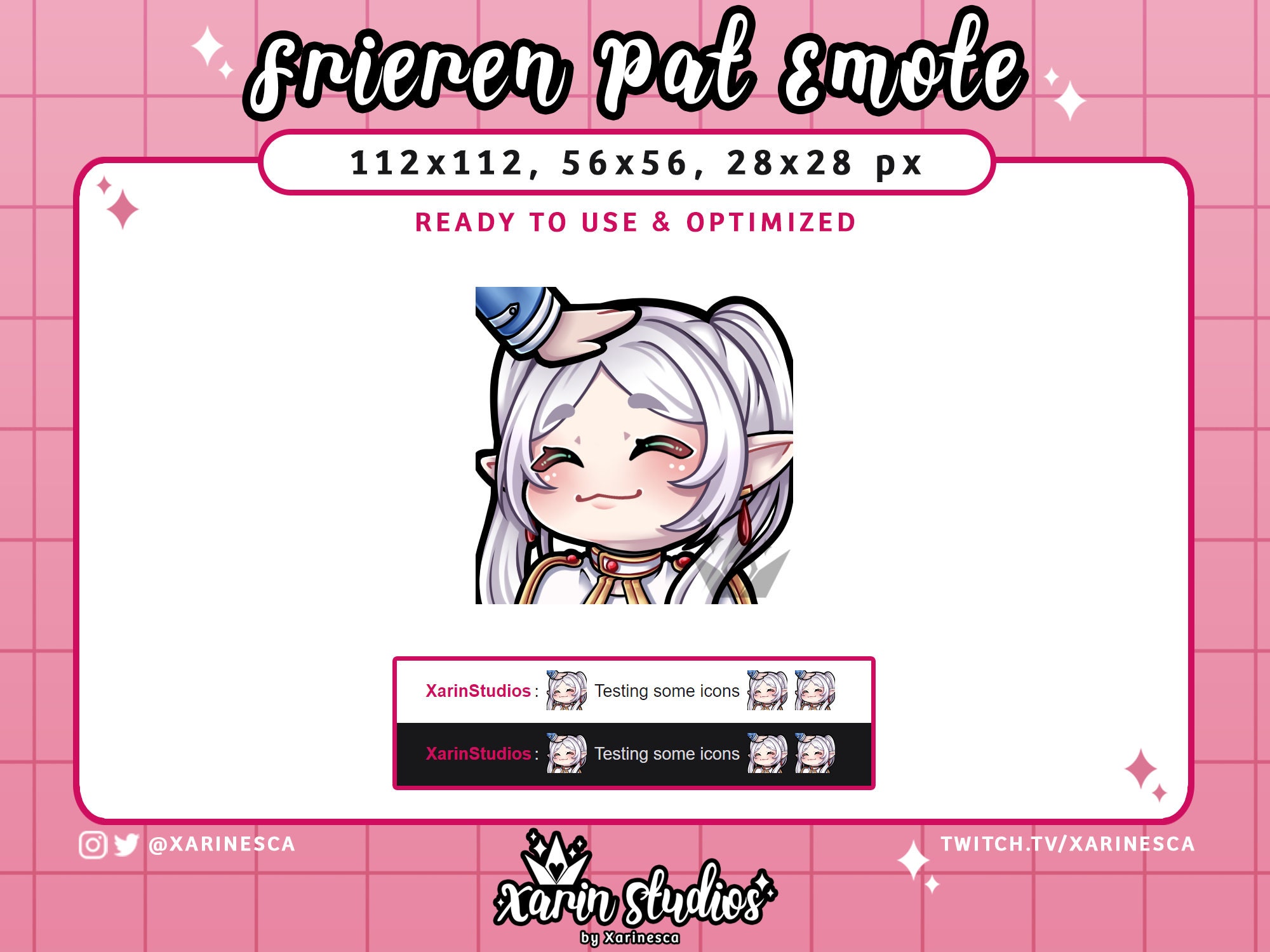 Frieren Head Pat Emote for Twitch / Discord / Youtube / Kick / Stream ...
