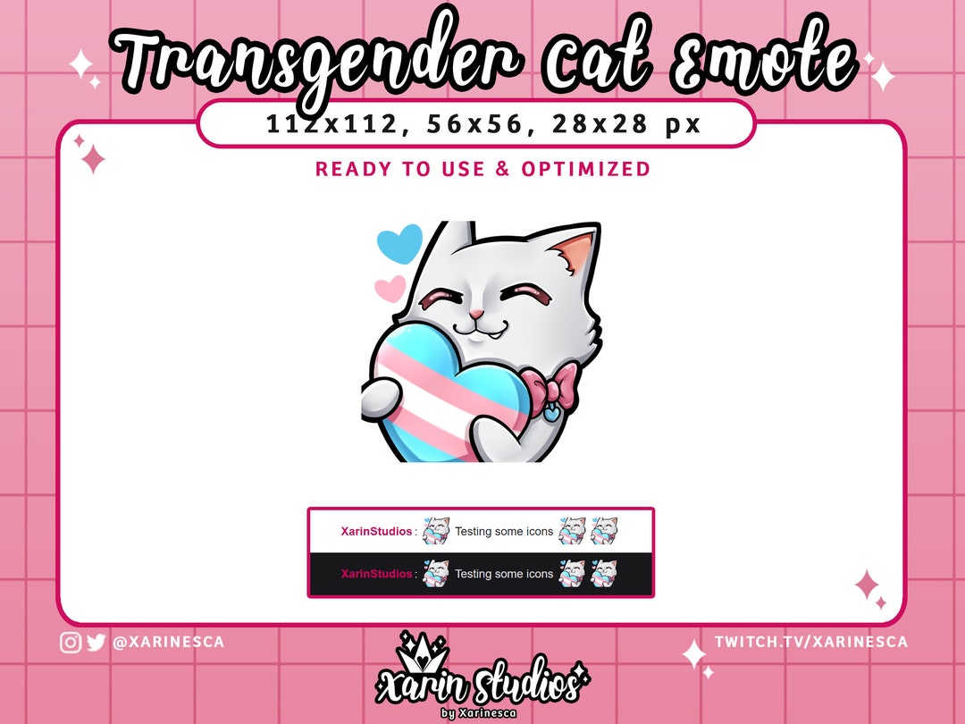 Pride Transgender Cat Emote || Pride LGBTQIA+ Emote for Twitch ...