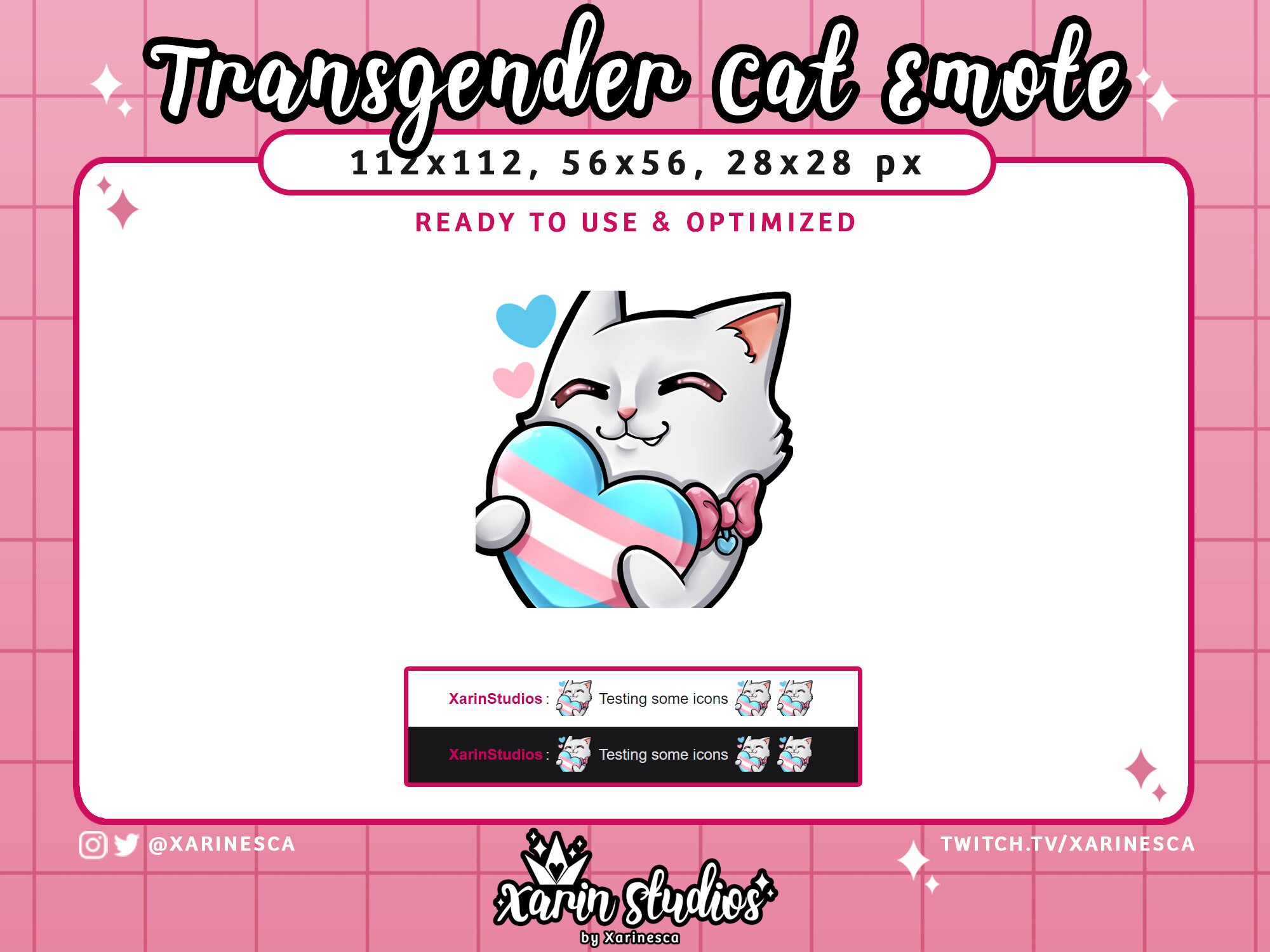 Pride Transgender Cat Emote Pride LGBTQIA Emote for Twitch / Discord ...