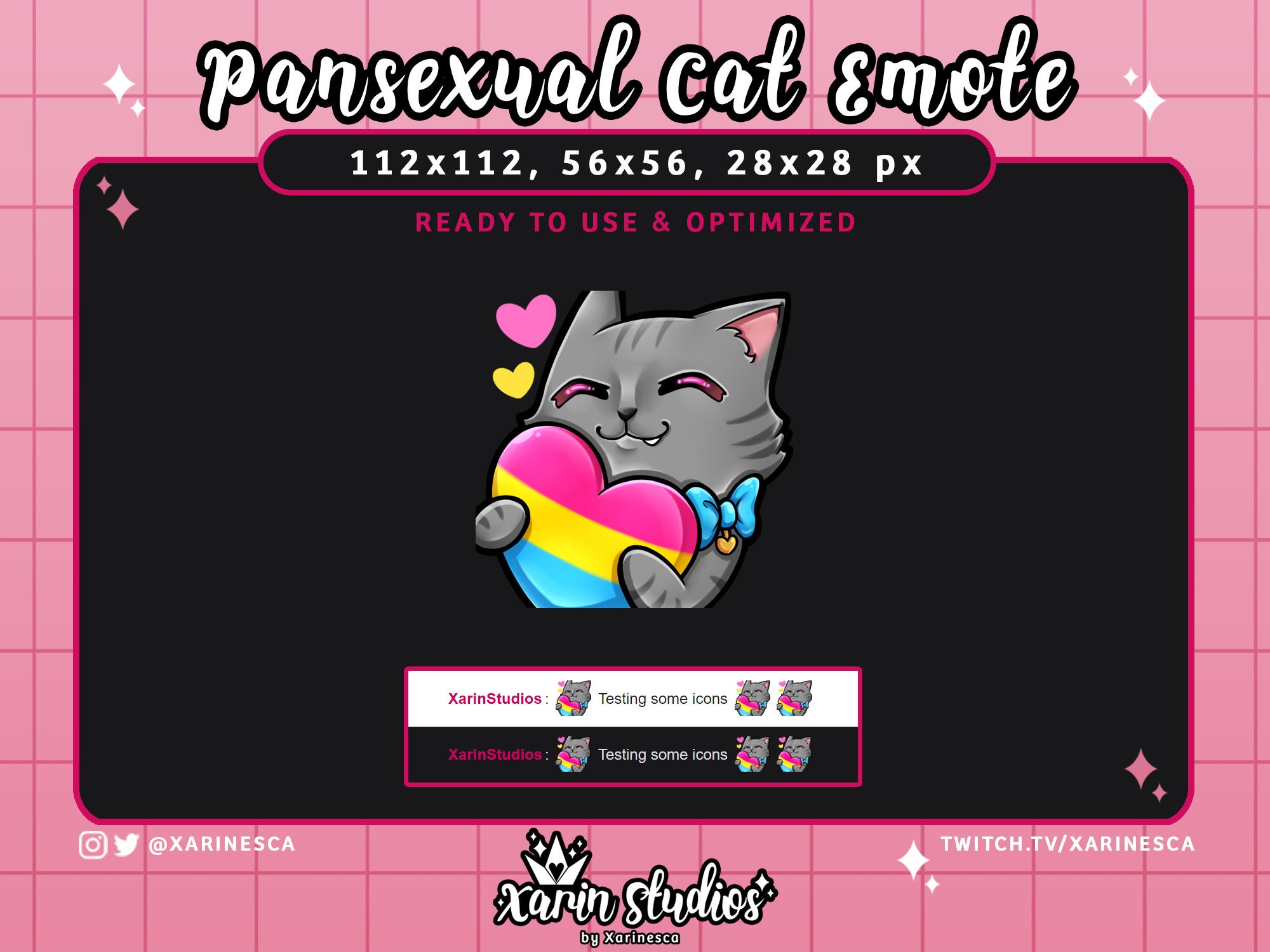 Pride Pansexual Cat Emote || Pride LGBTQIA+ Emote for Twitch / Discord ...