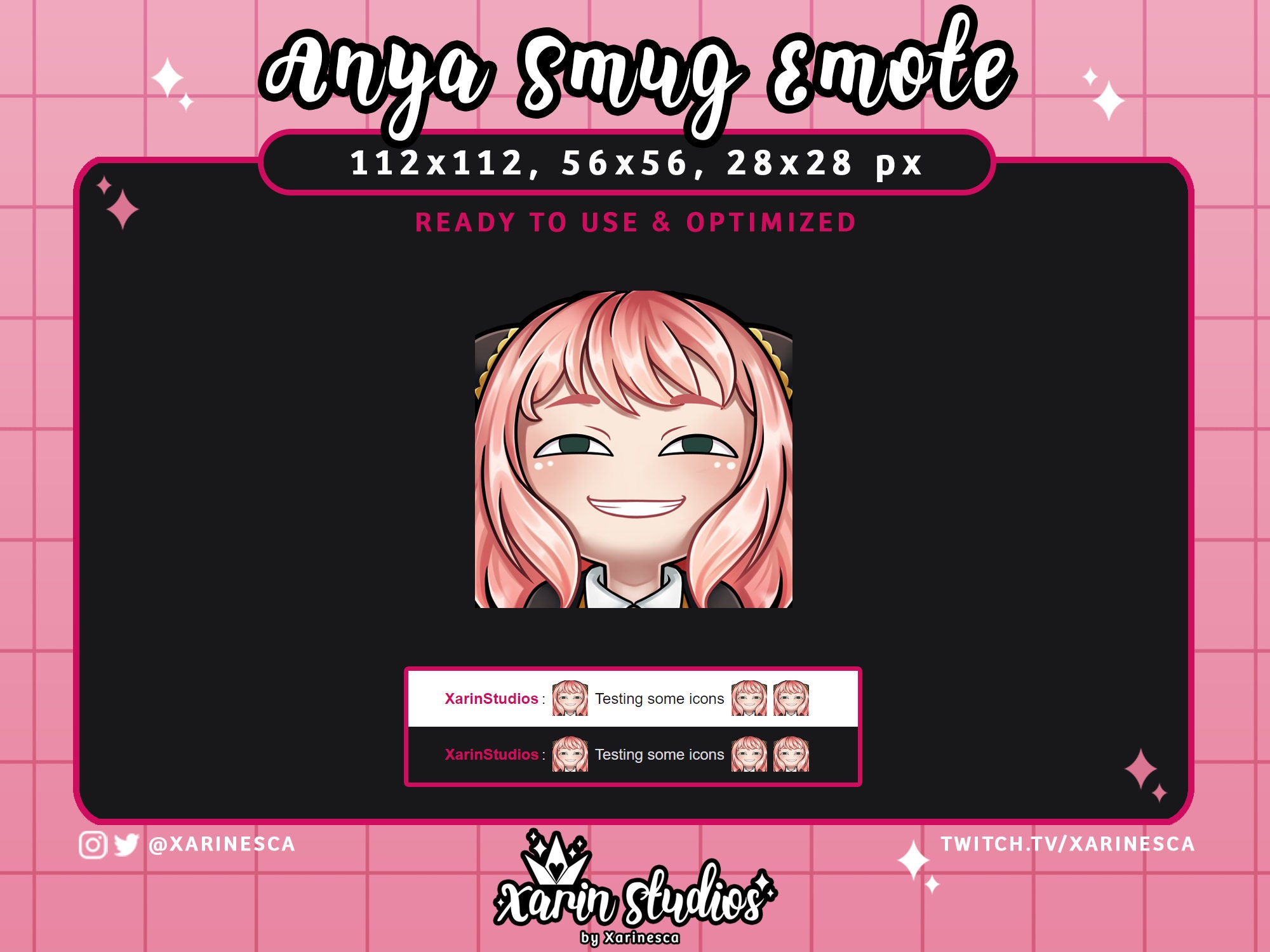 Sxf Anya Smug Emote for Twitch / Discord / Youtube / Stream Emotes - Etsy