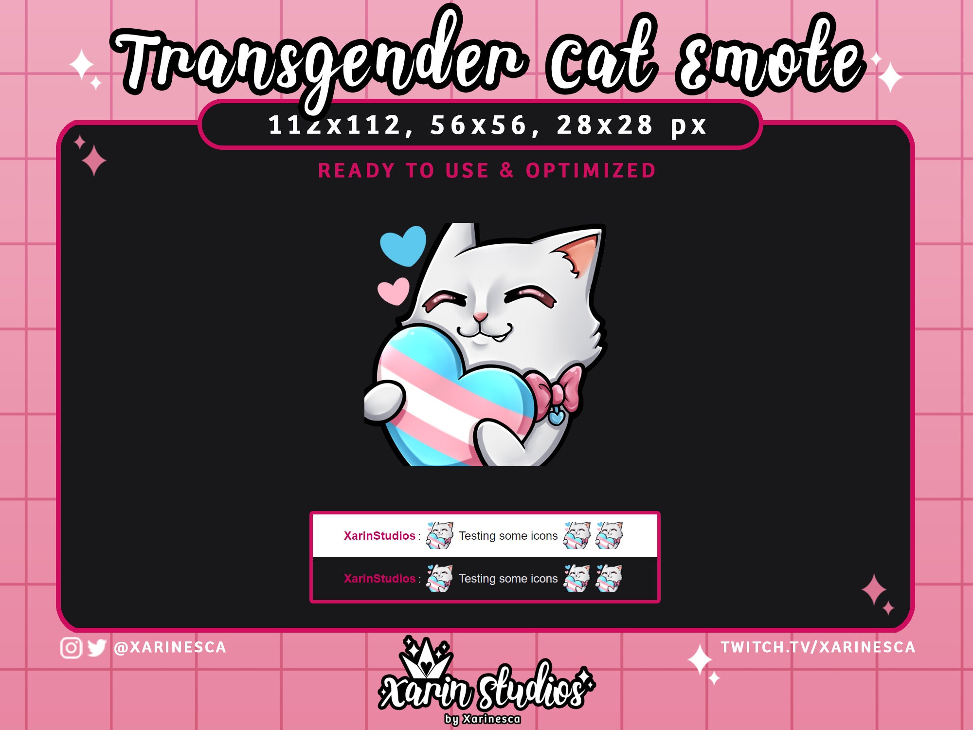 Pride Transgender Cat Emote Pride LGBTQIA Emote for Twitch / Discord ...