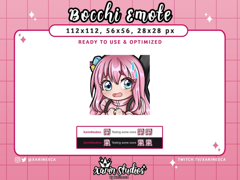 Bocchi Nervous Emote for Twitch / Discord / Youtube / Stream Emotes - Etsy