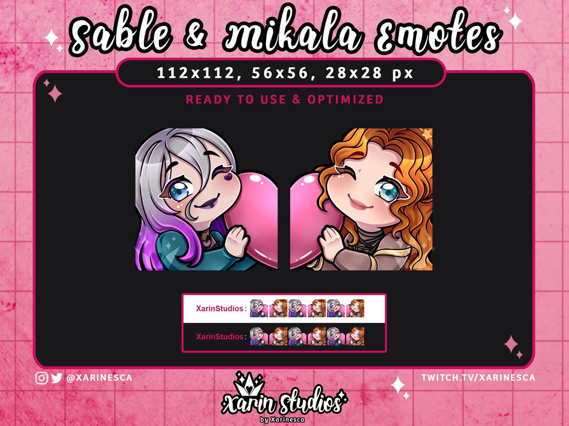 DBD Sable & Mikaela Heart Emote Set: Twitch/discord/youtube/kick ...