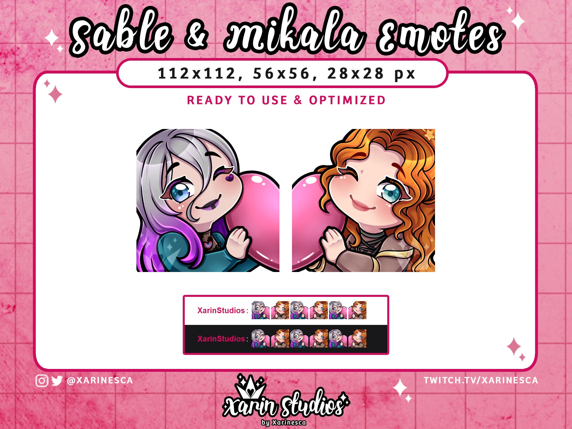 DBD Sable & Mikaela Heart Emote Set: Twitch/discord/youtube/kick ...