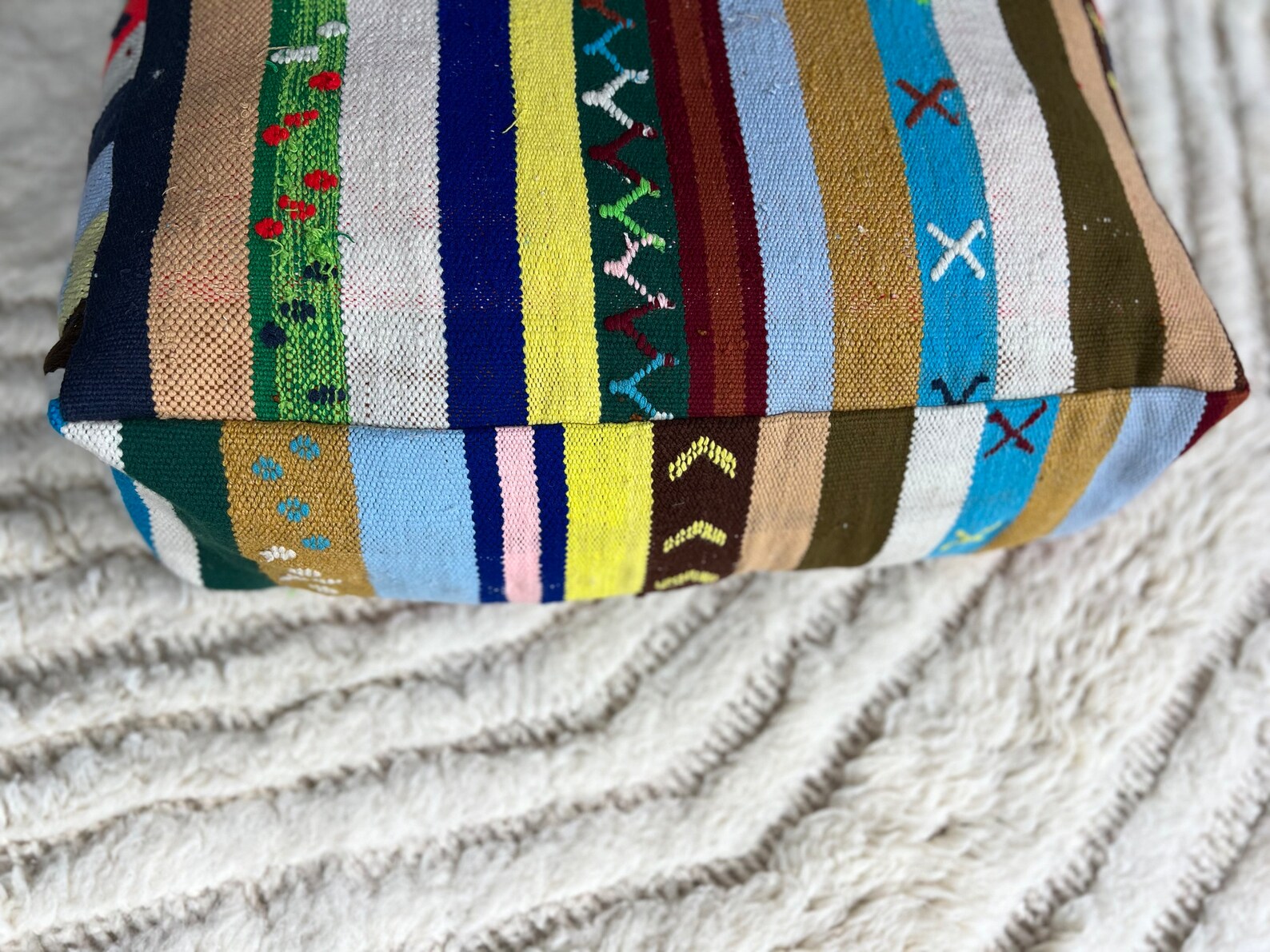 Morocco Kilim Pouf, Outdoor Furniture Pouf, Vintage Moroccan Ottoman ...