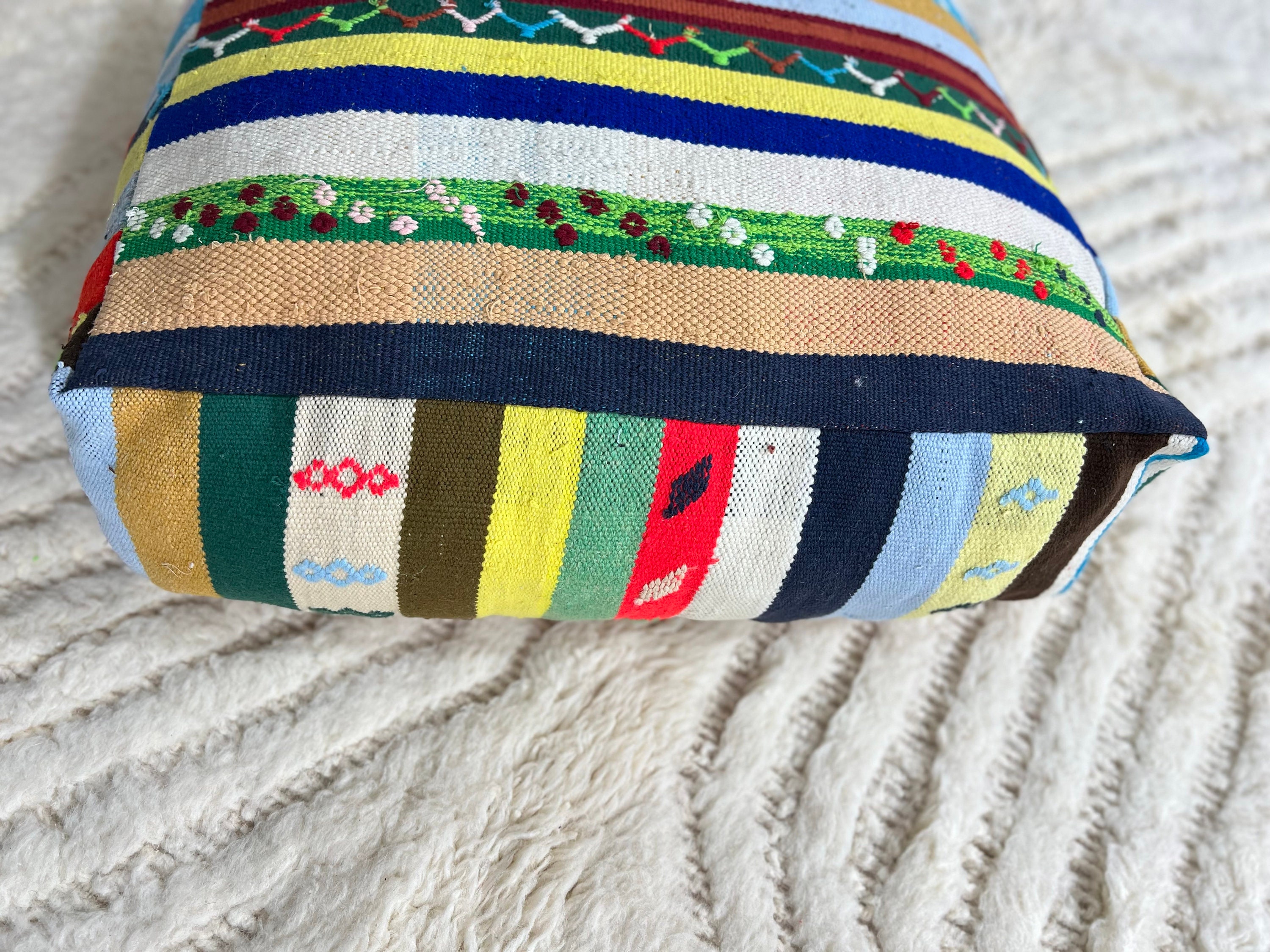 Morocco Kilim Pouf, Outdoor Furniture Pouf, Vintage Moroccan Ottoman ...