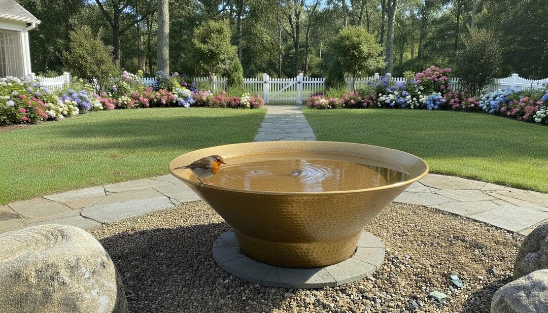 Handcrafted Brass Bird Bath, Garden Art, Outdoor Water Feature - Etsy