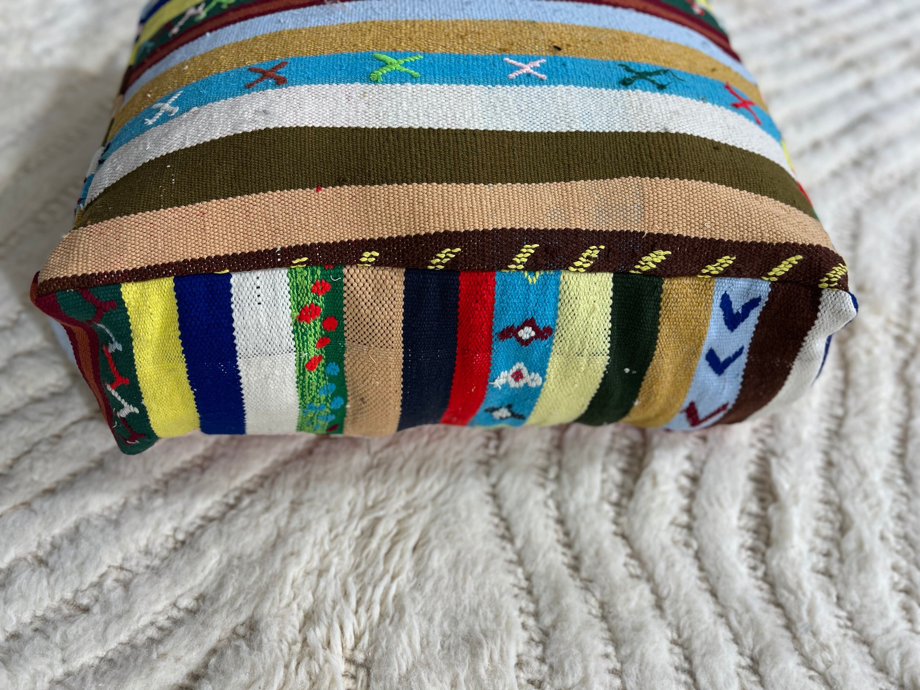 Morocco Kilim Pouf, Outdoor Furniture Pouf, Vintage Moroccan Ottoman ...