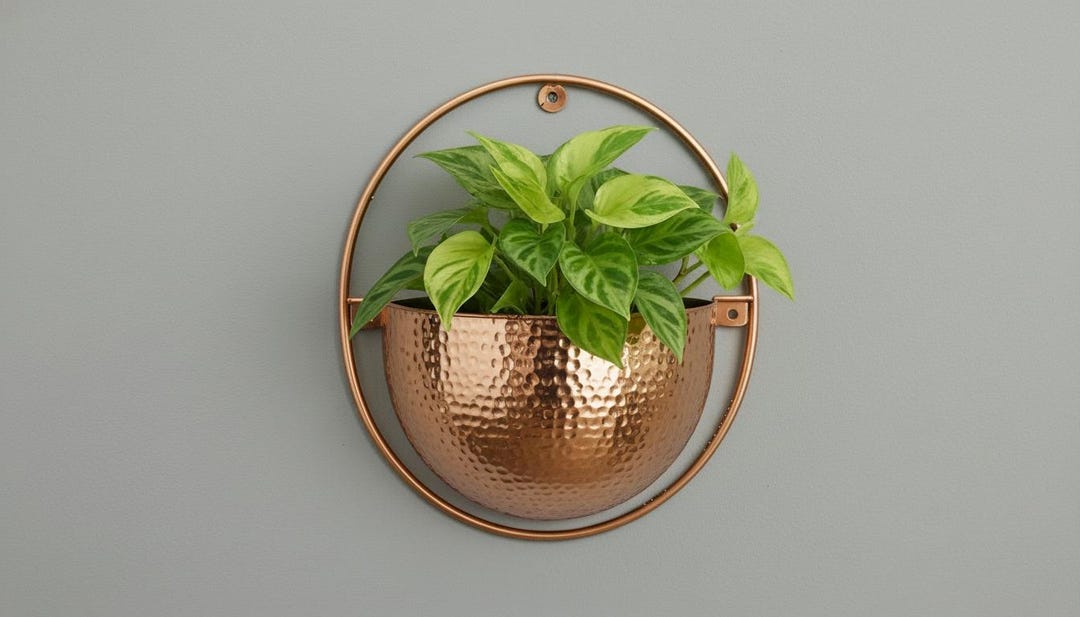 Handcrafted Hammered Copper Wall Planter, Elegant Indoor Decor - Etsy