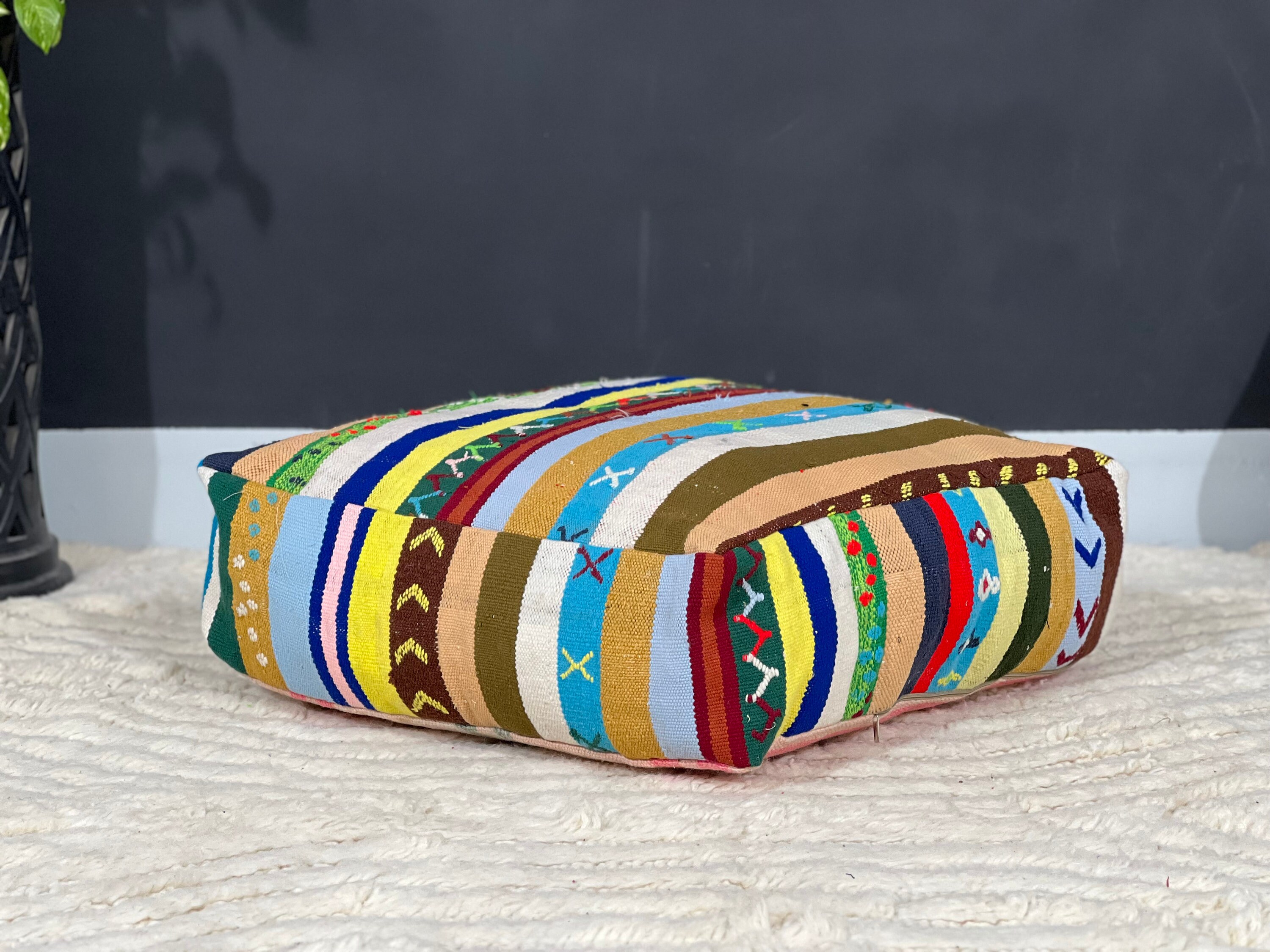 Morocco Kilim Pouf, Outdoor Furniture Pouf, Vintage Moroccan Ottoman ...