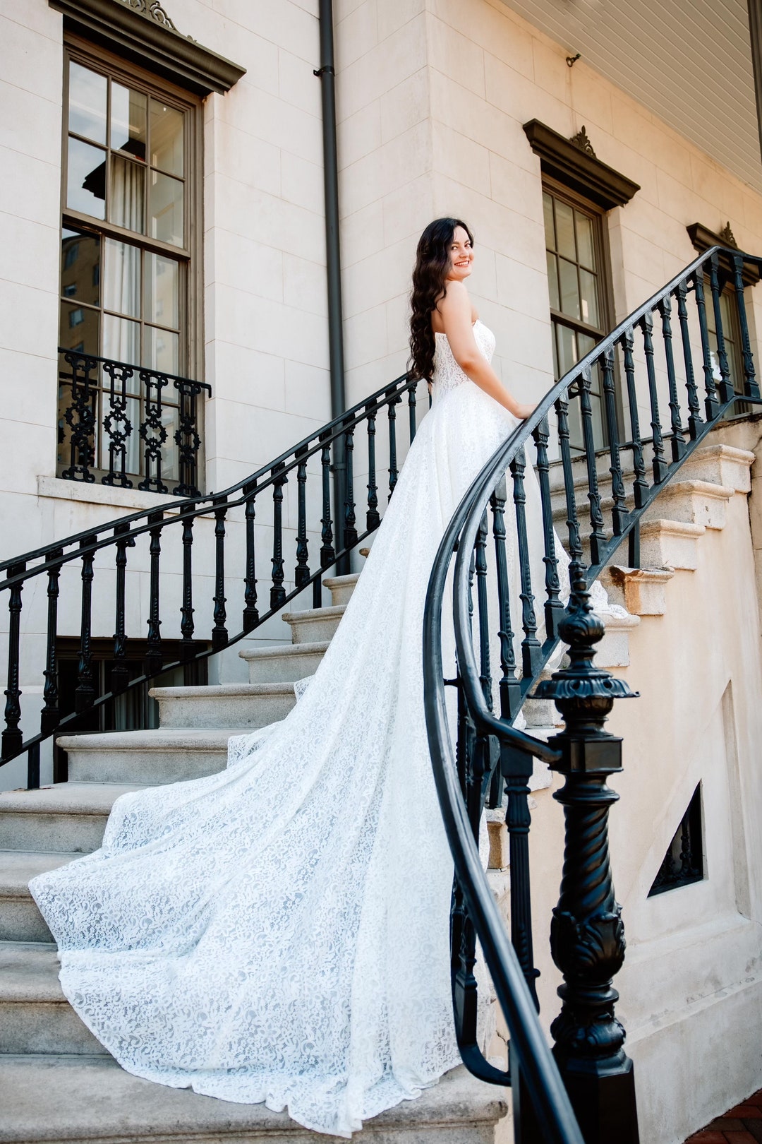 The "felicity" Romantic Lace Basque Waistline Wedding Dress - Etsy