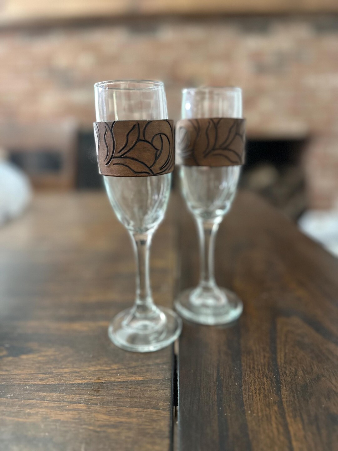 Leather Tooled Champagne Flute Wraps - Etsy