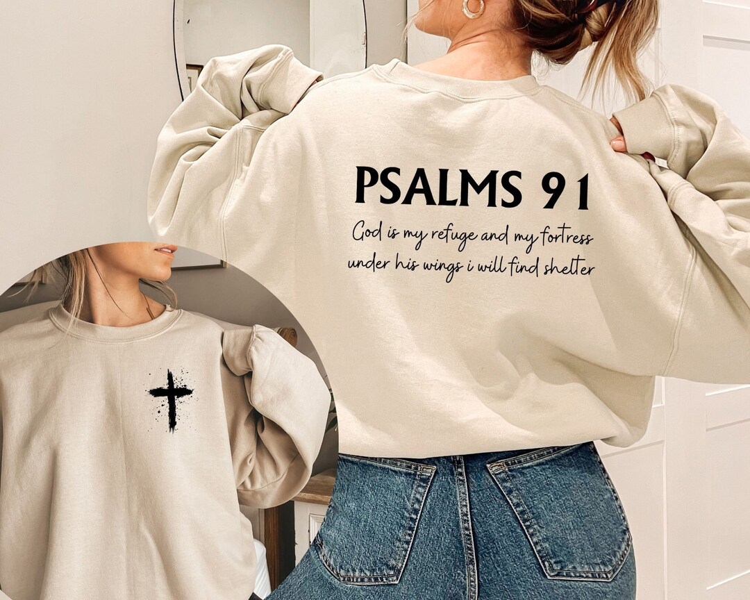 Psalms 91 Sweatshirt, Women Christian Hoodie, Religious Sweater, Bible ...