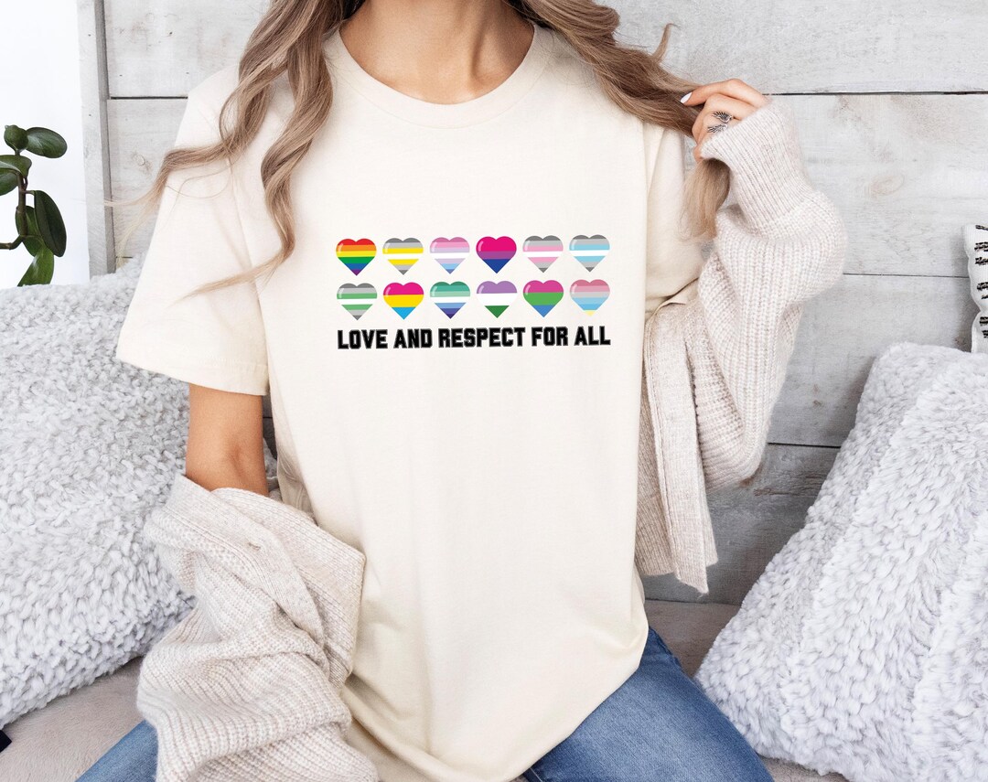 LGBTQ+ Pride T-shirt, Love and Respect for All Shirt, LGBT Friendly ...