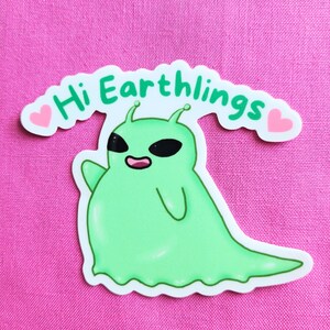 Kawaii Hand Drawn Cute Alien Waterproof Die Cut Vinyl Sticker - Aliens ...