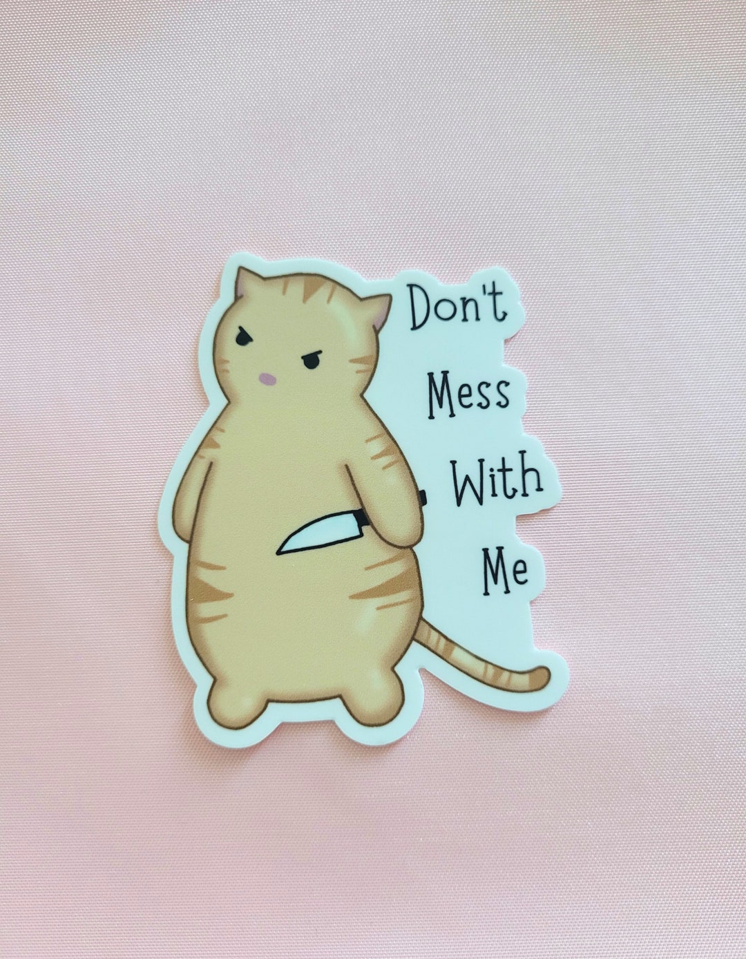 Cute Hand Drawn Kawaii Orange Tabby Cat With Knife Waterproof - Etsy