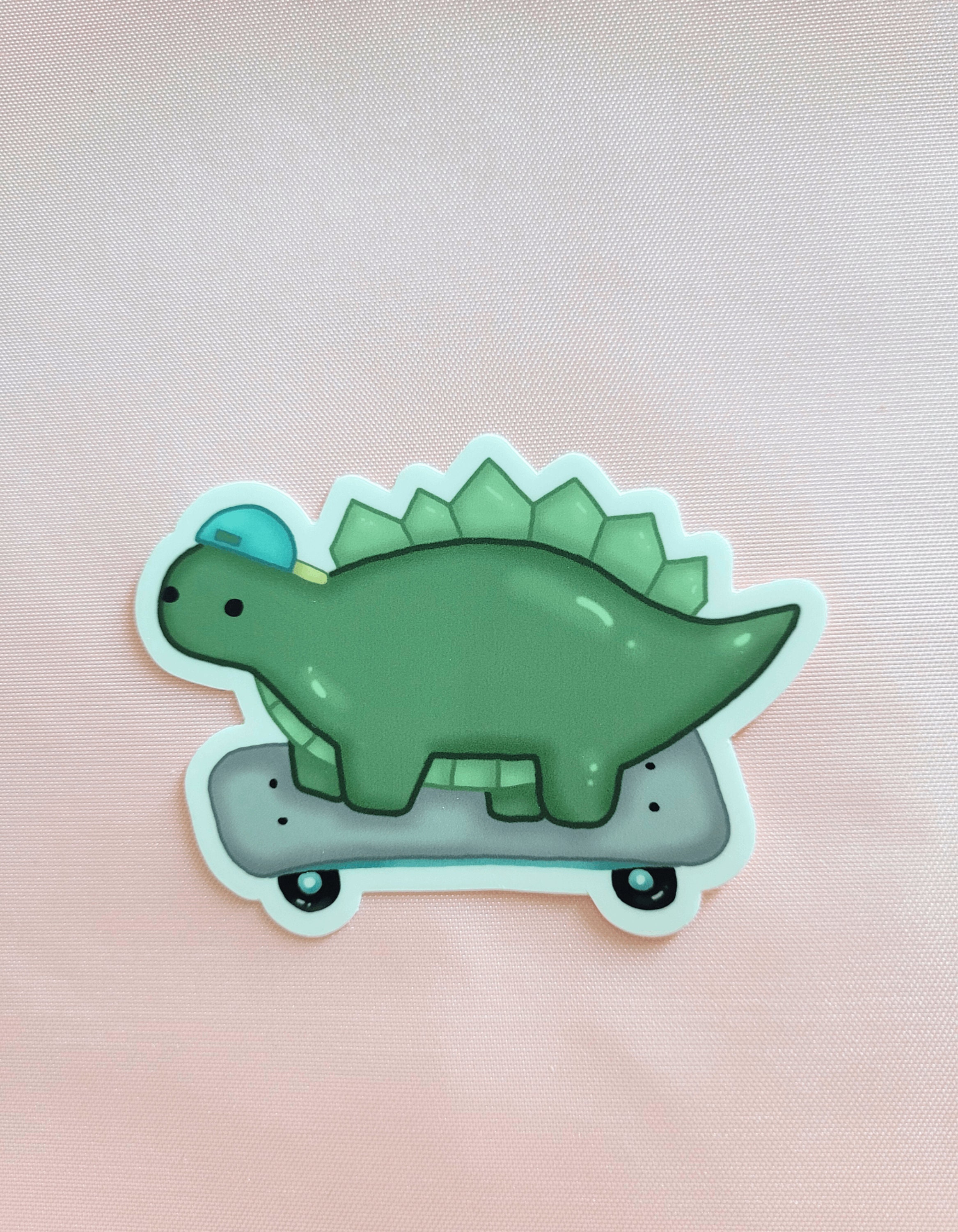 Cute Hand Drawn Skateboarding Stegosaurus Sticker - Kawaii, Cute ...