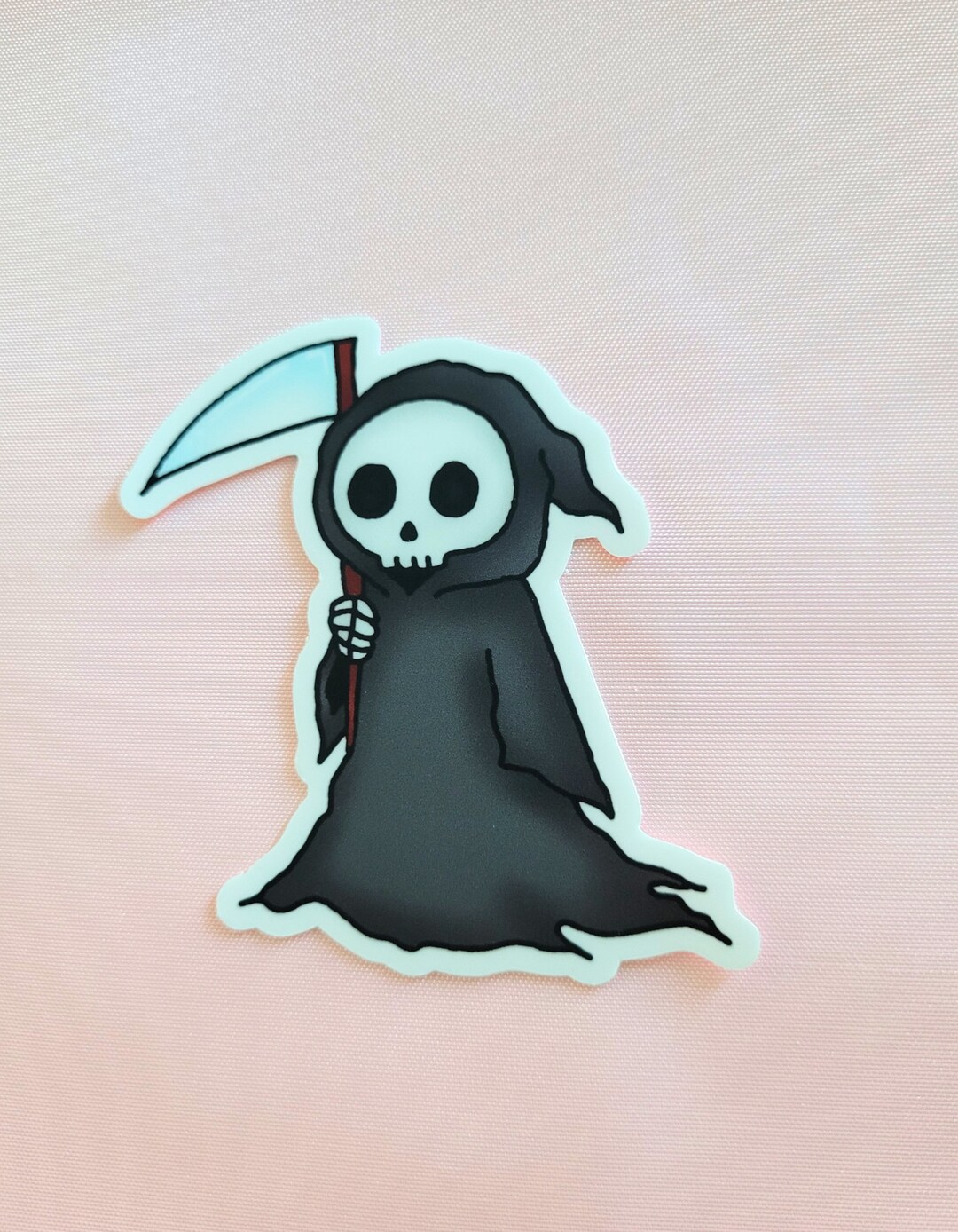 Kawaii Hand Drawn Grim Reaper Waterproof Die Cut Vinyl Sticker Gift ...