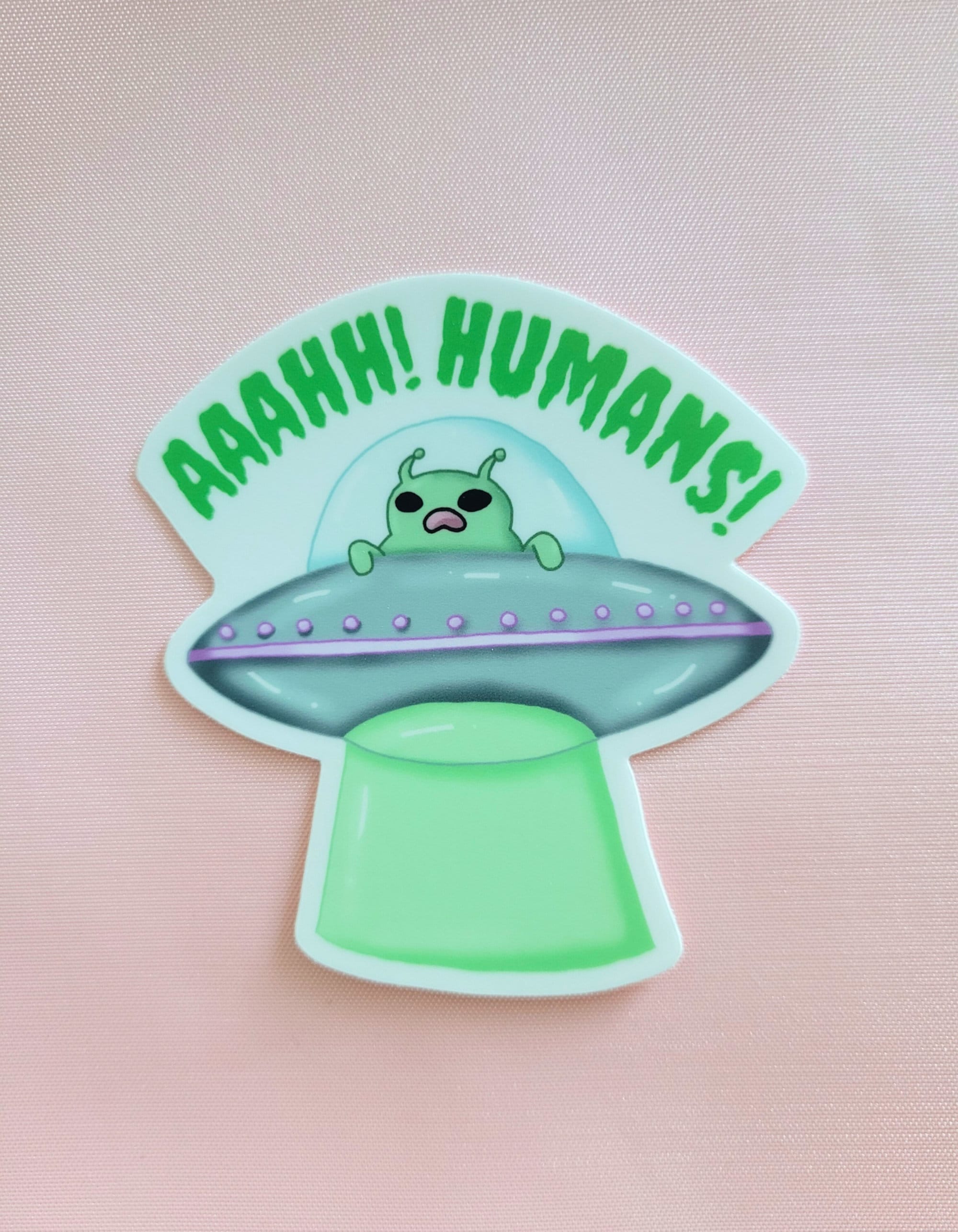 Funny Hand Drawn Scared Alien Waterproof Sticker Aliens, Cute, Kawaii ...