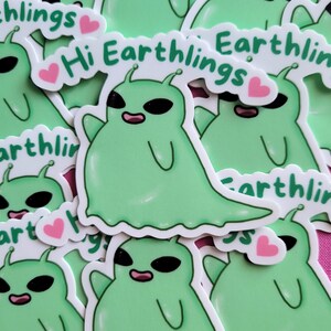 Kawaii Hand Drawn Cute Alien Waterproof Die Cut Vinyl Sticker - Aliens ...