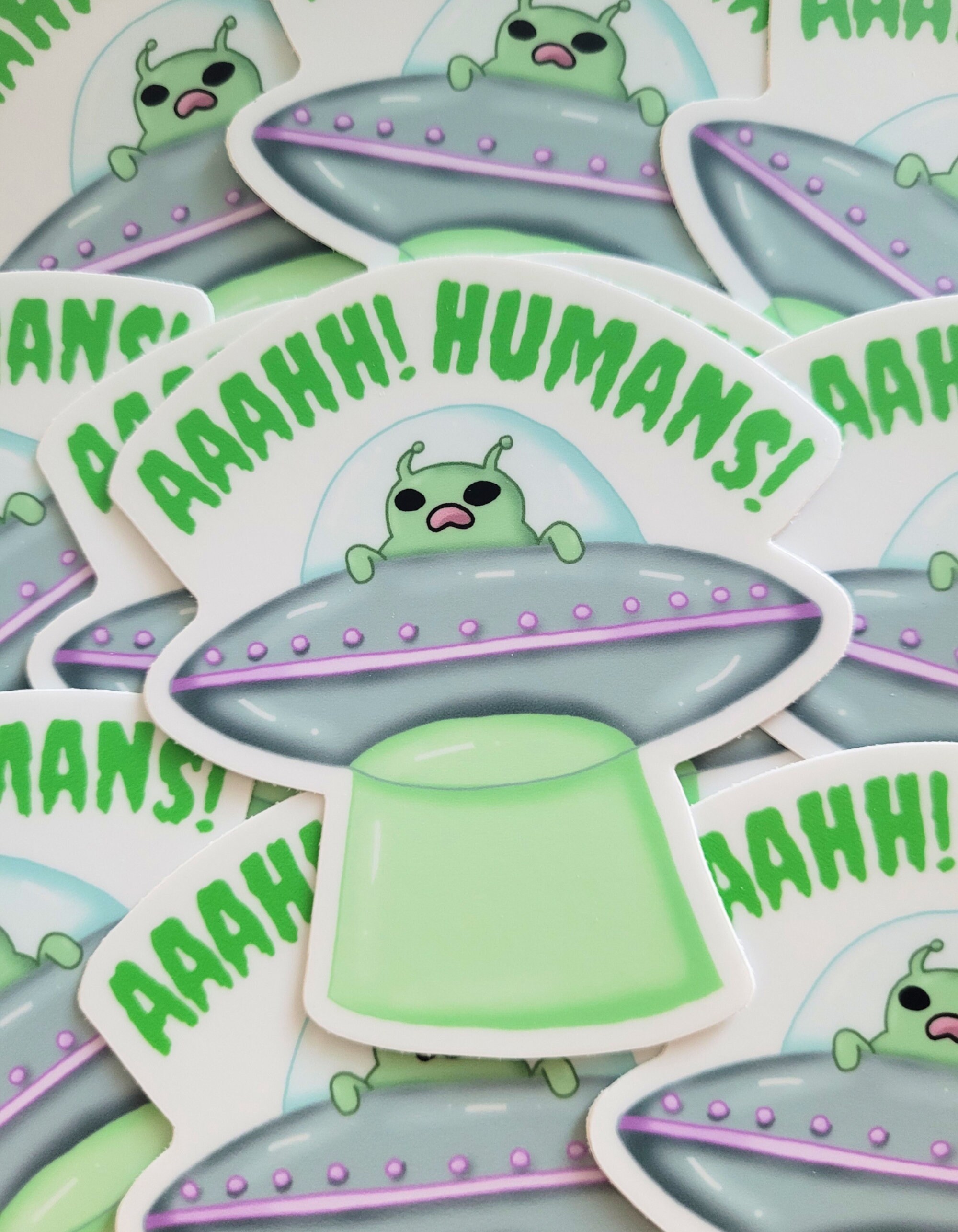 Funny Hand Drawn Scared Alien Waterproof Sticker Aliens - Etsy