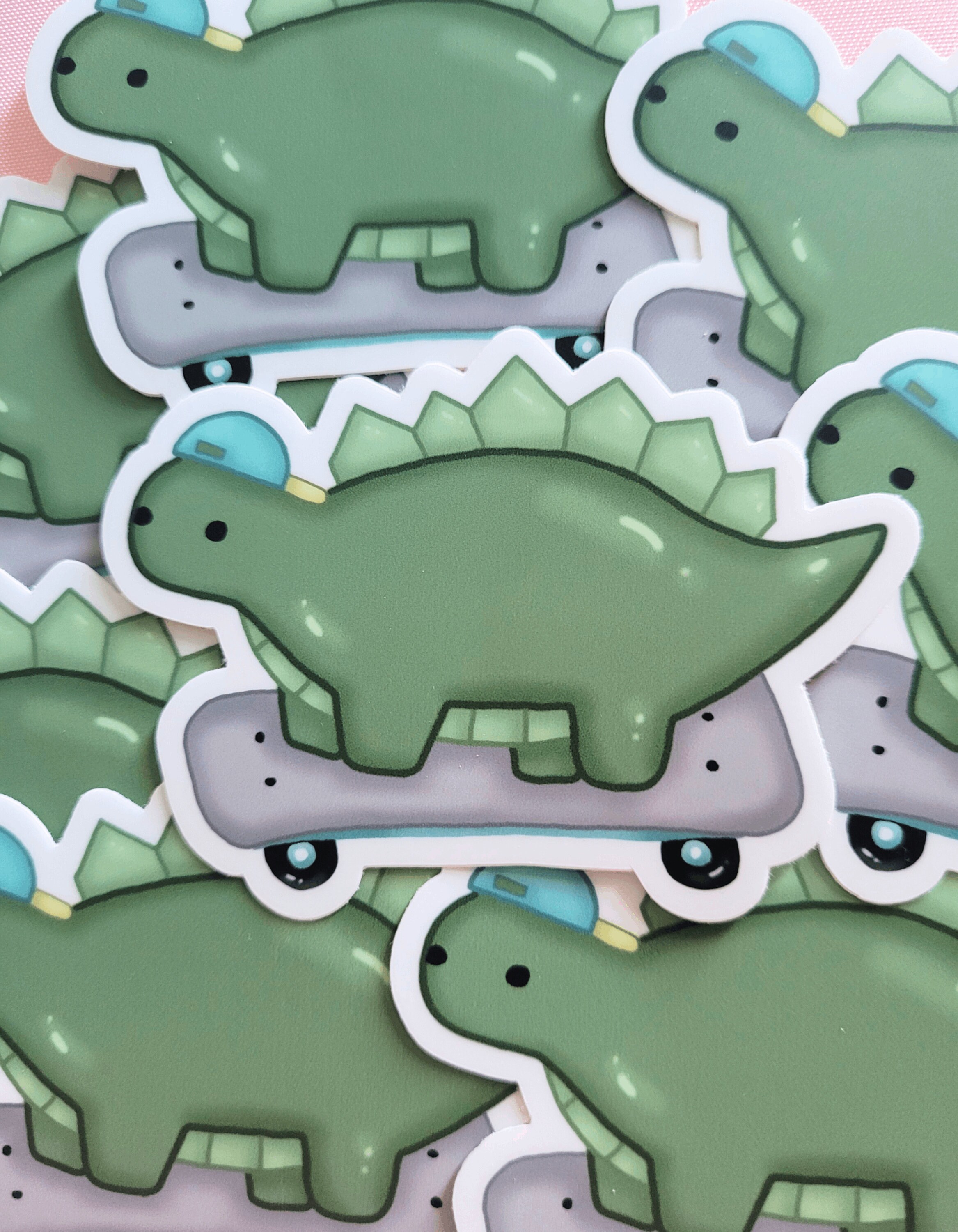 Cute Hand Drawn Skateboarding Stegosaurus Sticker - Kawaii, Cute ...