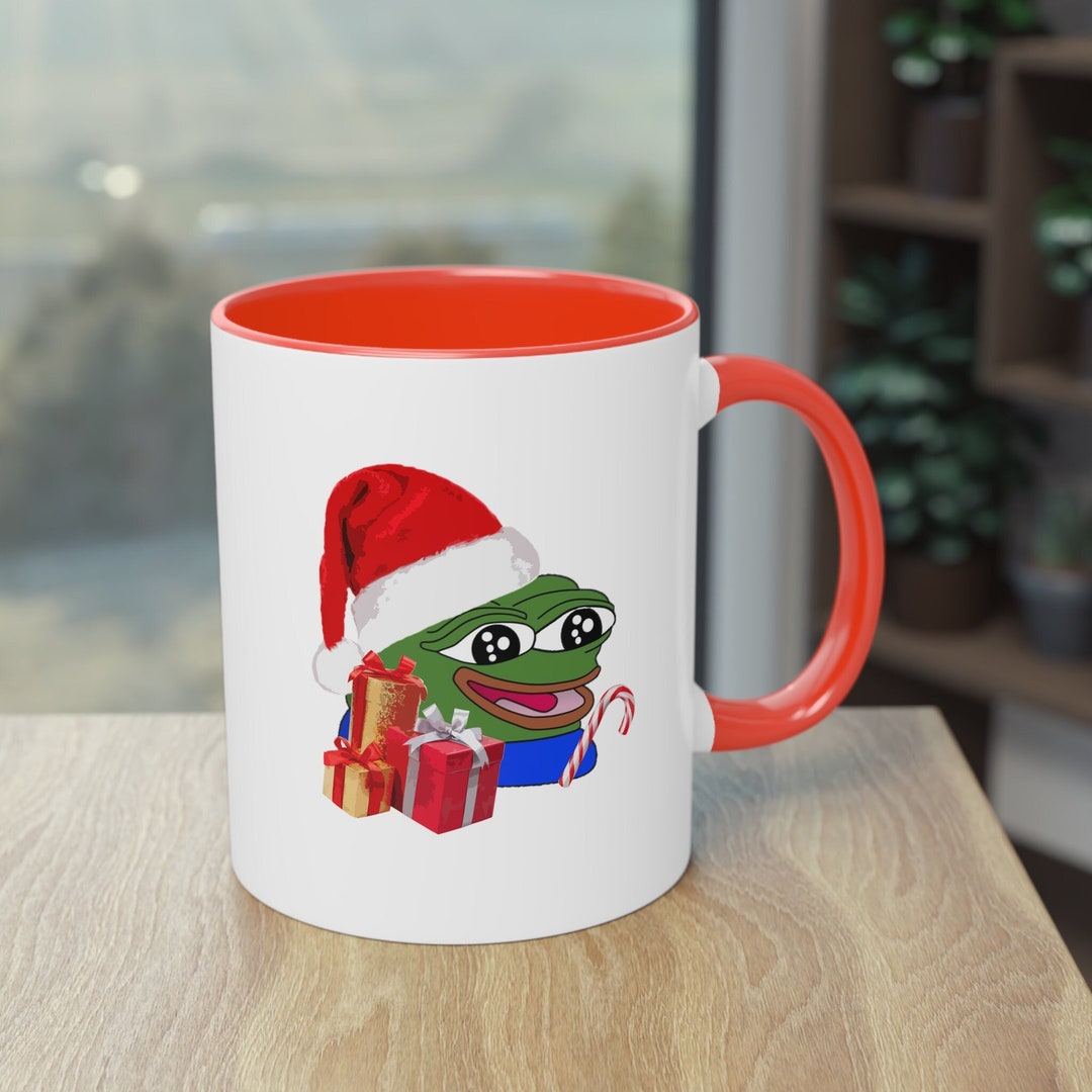Christmas Peepo Meme Mug Happy Wholesome Cute Xmas Pepo - Etsy