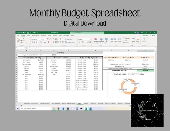 Ultimate Monthly Budget Spreadsheet for Excel Budget - Etsy