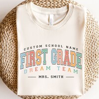Retro First Grade Shirt, Comfort Colors®, First Grade Teacher Shirt ...