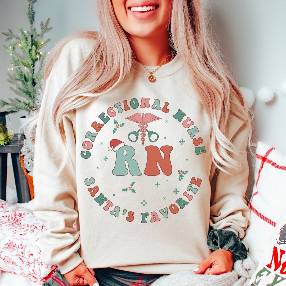 Santa's Favorite Correctional Nurse Sweatshirt, Retro Forensic Nurse ...