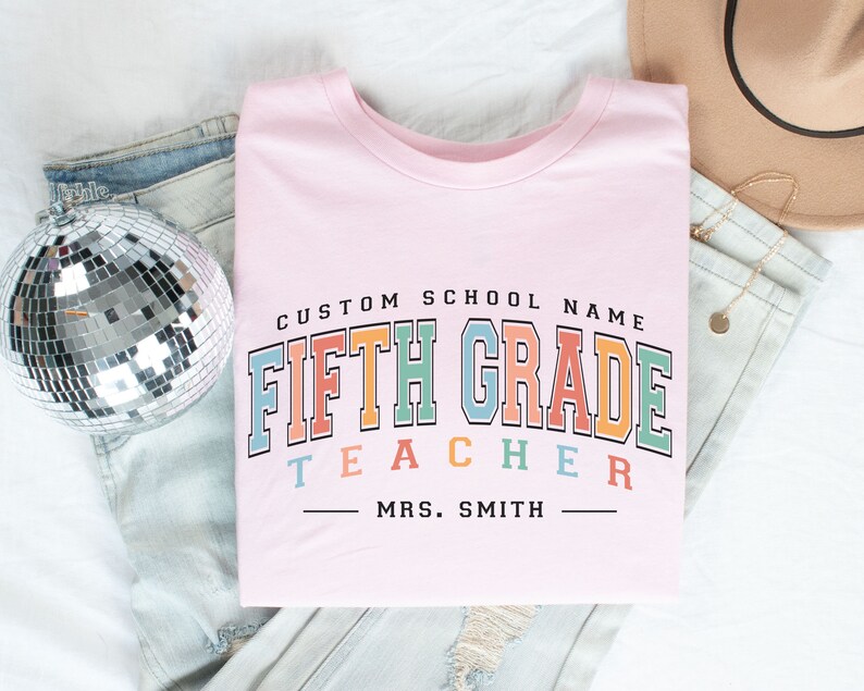 Custom Fifth Grade Teacher Shirt, Personalized 5th Grade Teacher Gift ...