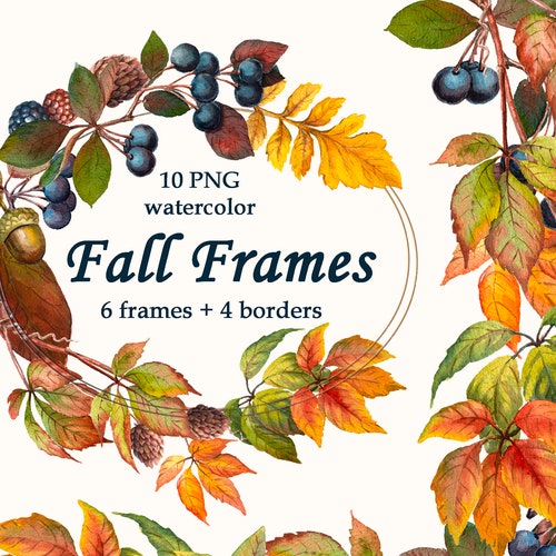 Autumn Leaves Watercolor Clipart Fall Leaf PNG Maple Oak - Etsy