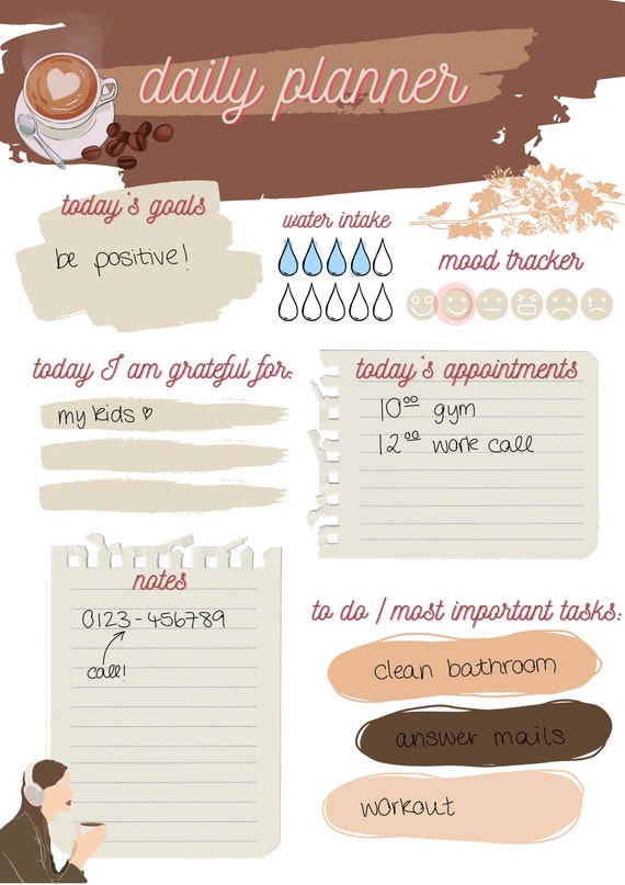 Daily Planner Sheet Printable Template Goodnotes - Etsy