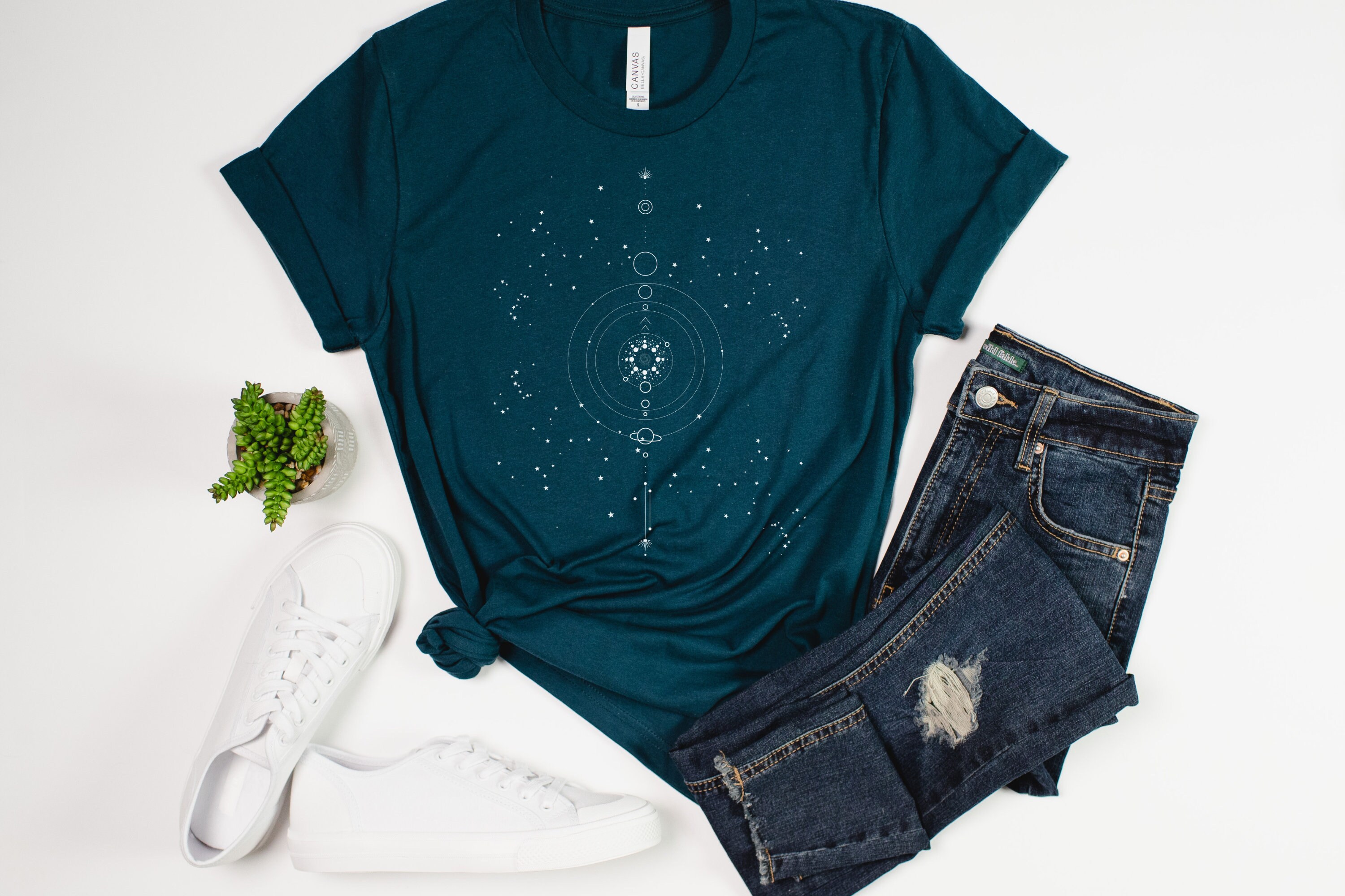 Solar System Celestial Shirt Moon Graphic T Shirt Moon Phase - Etsy
