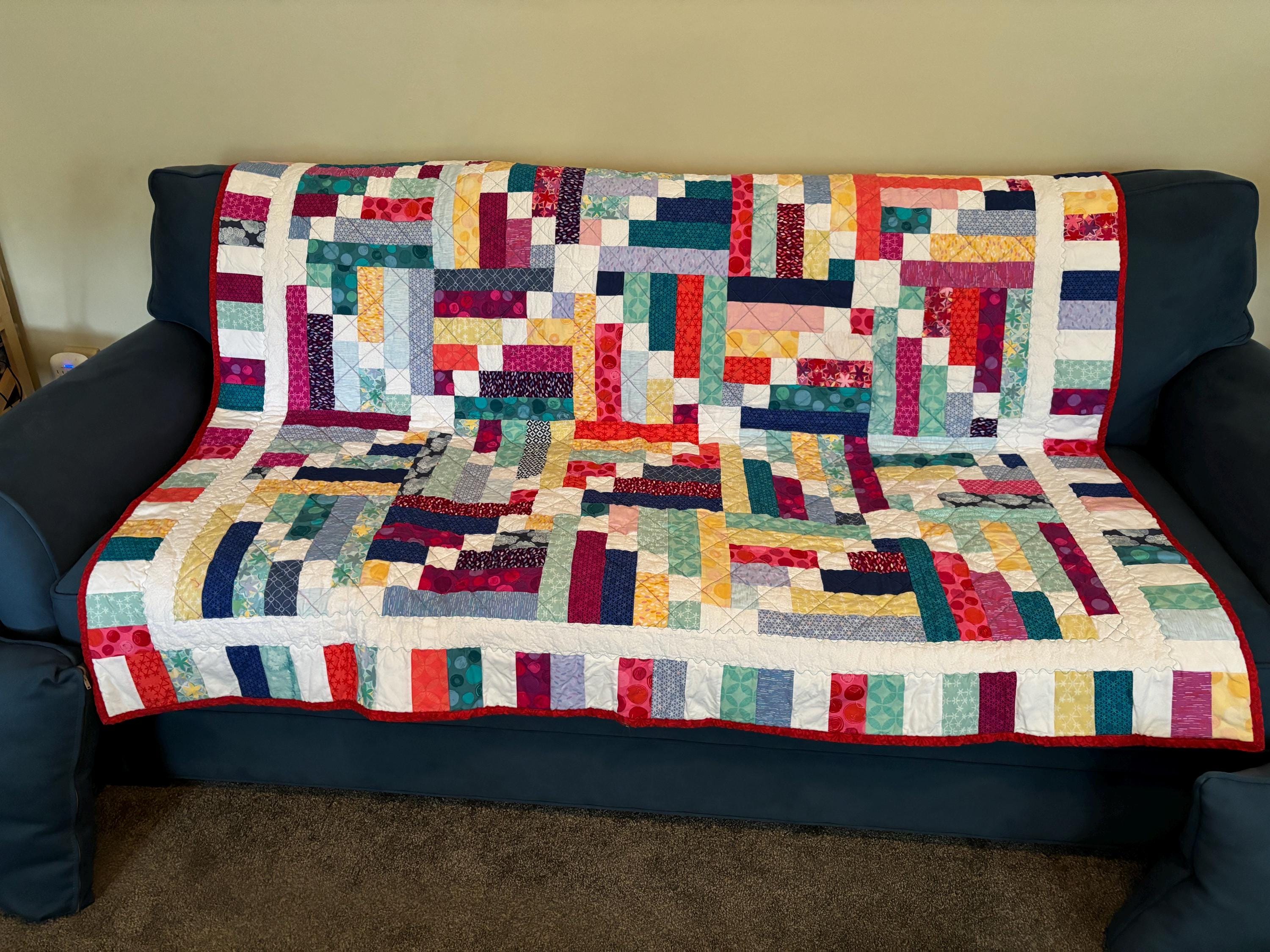 Multi Color Quilted Throw - Etsy