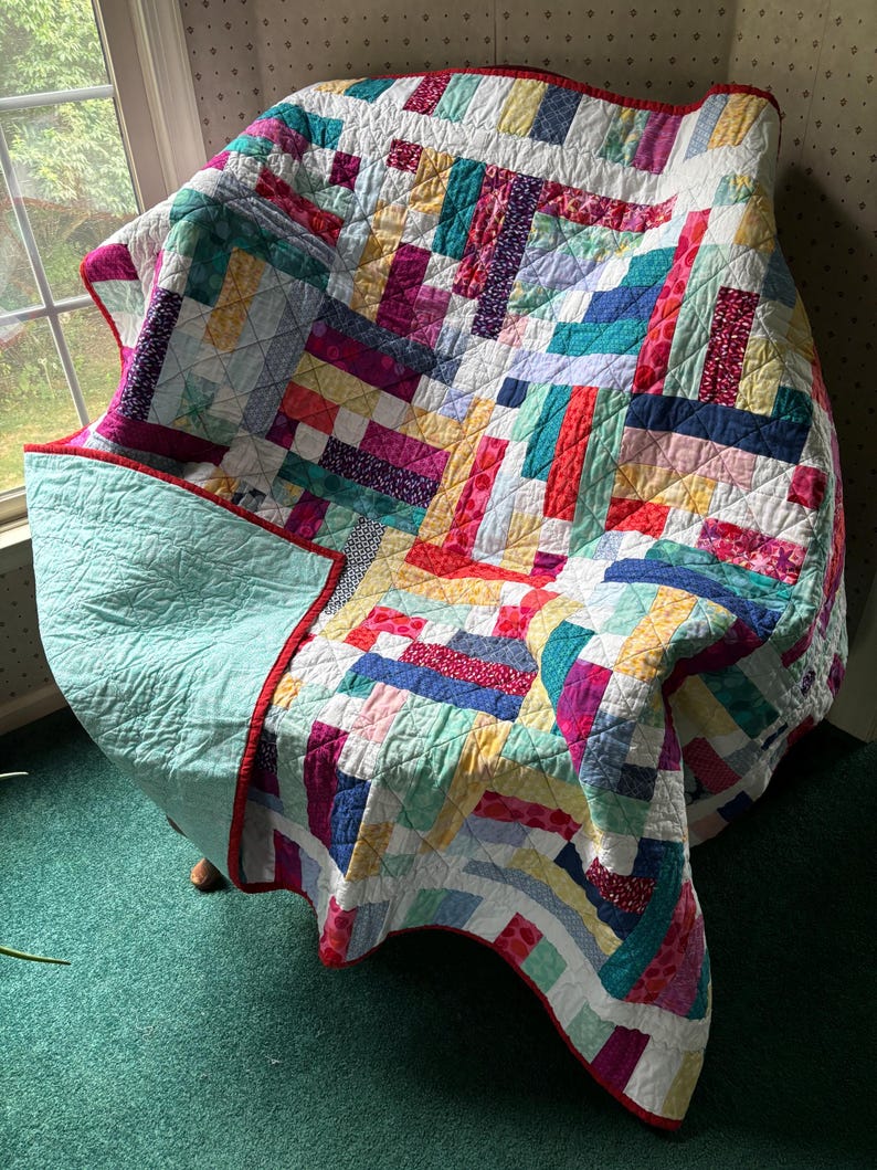 Multi Color Quilted Throw - Etsy