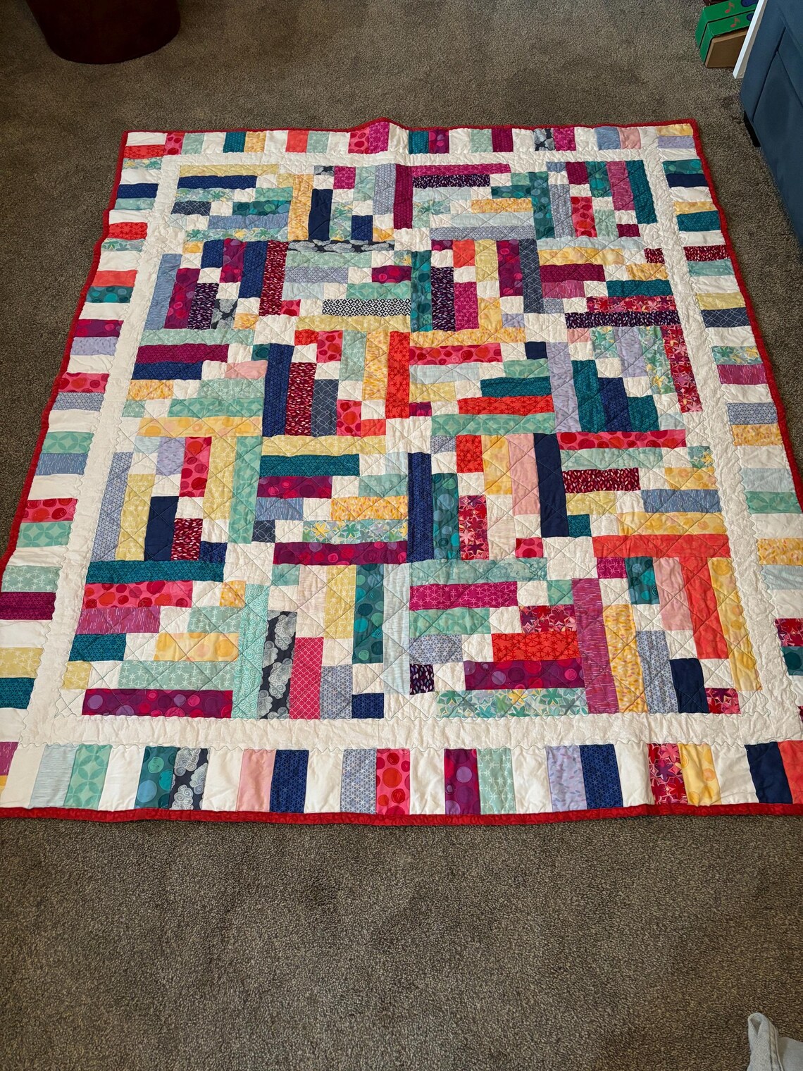 Multi Color Quilted Throw - Etsy