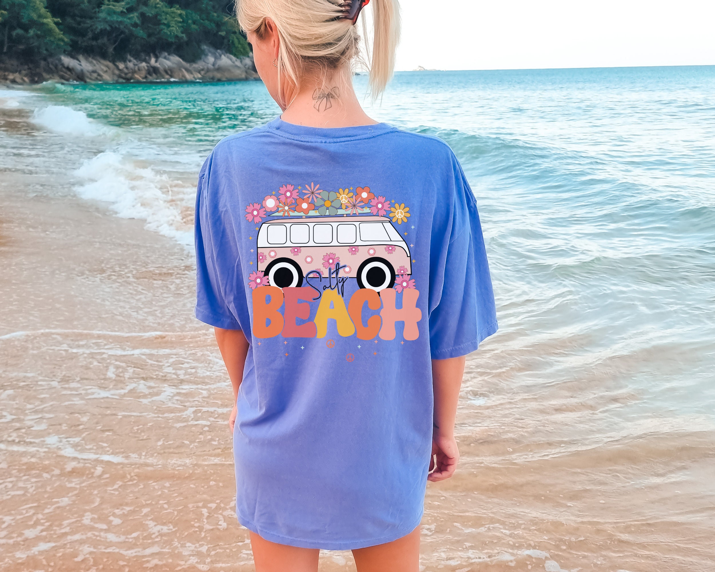 Comfort Colors Salty Beach Shirt, Front and Back Design, Beachy Tee ...
