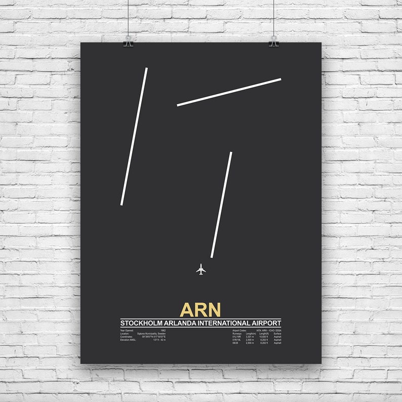 Stockholm Arlanda Intl. Airport ARN Airport Map Art Airport - Etsy