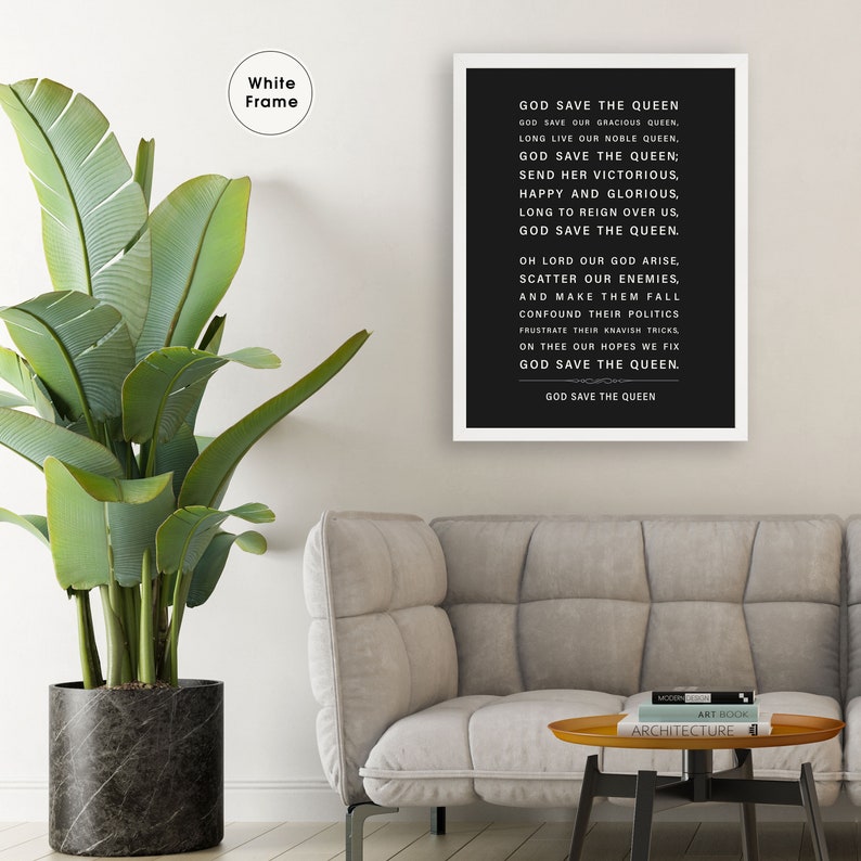 United Kingdom National Anthem Poster, UK Wall Art, God Save the King ...