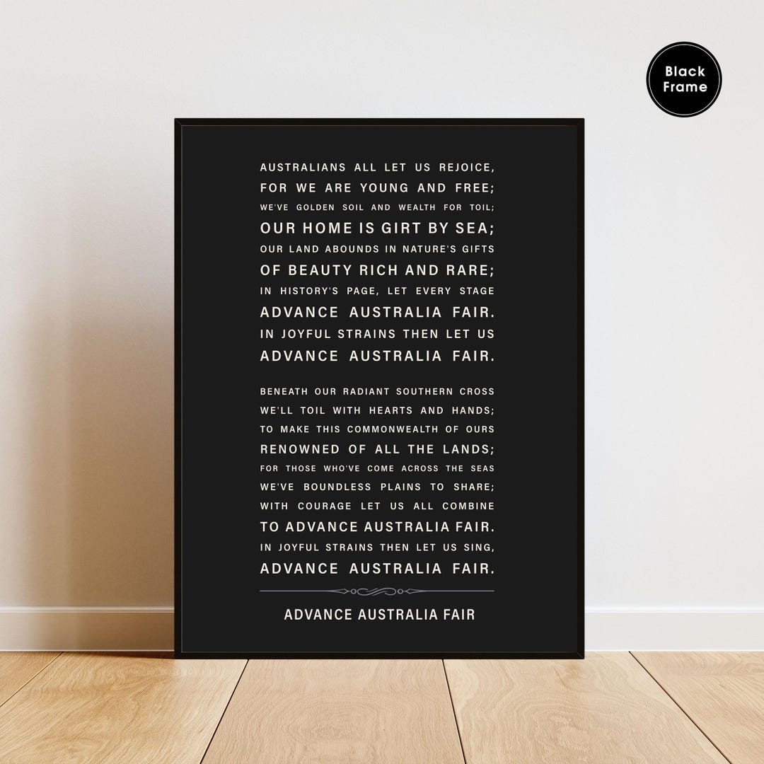 Australia National Anthem Lyrics Print, Patriotic Wall Art - Etsy