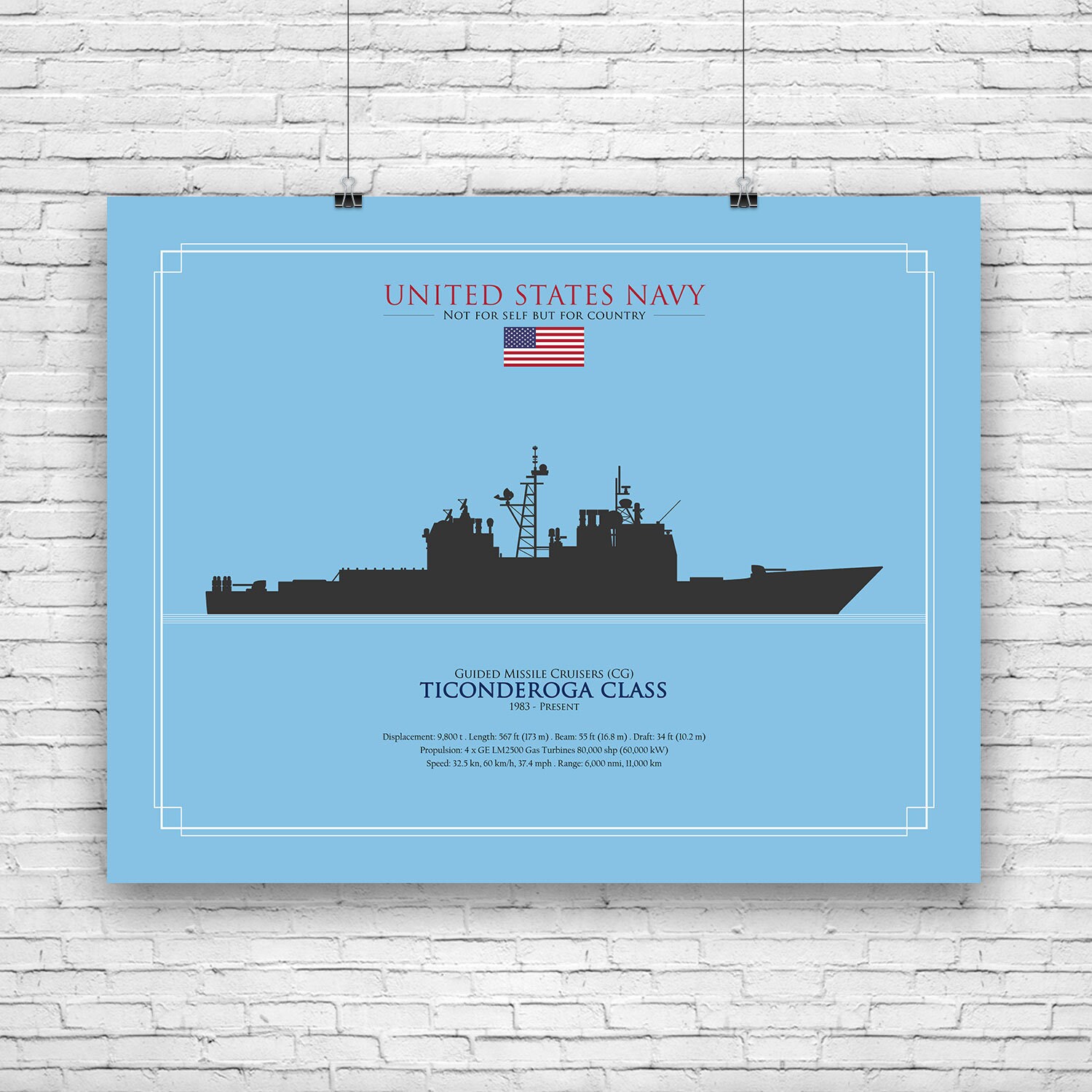 US Navy, Ship Silhouette, Ticonderoga Class, Guided Missile Cruisers CG ...