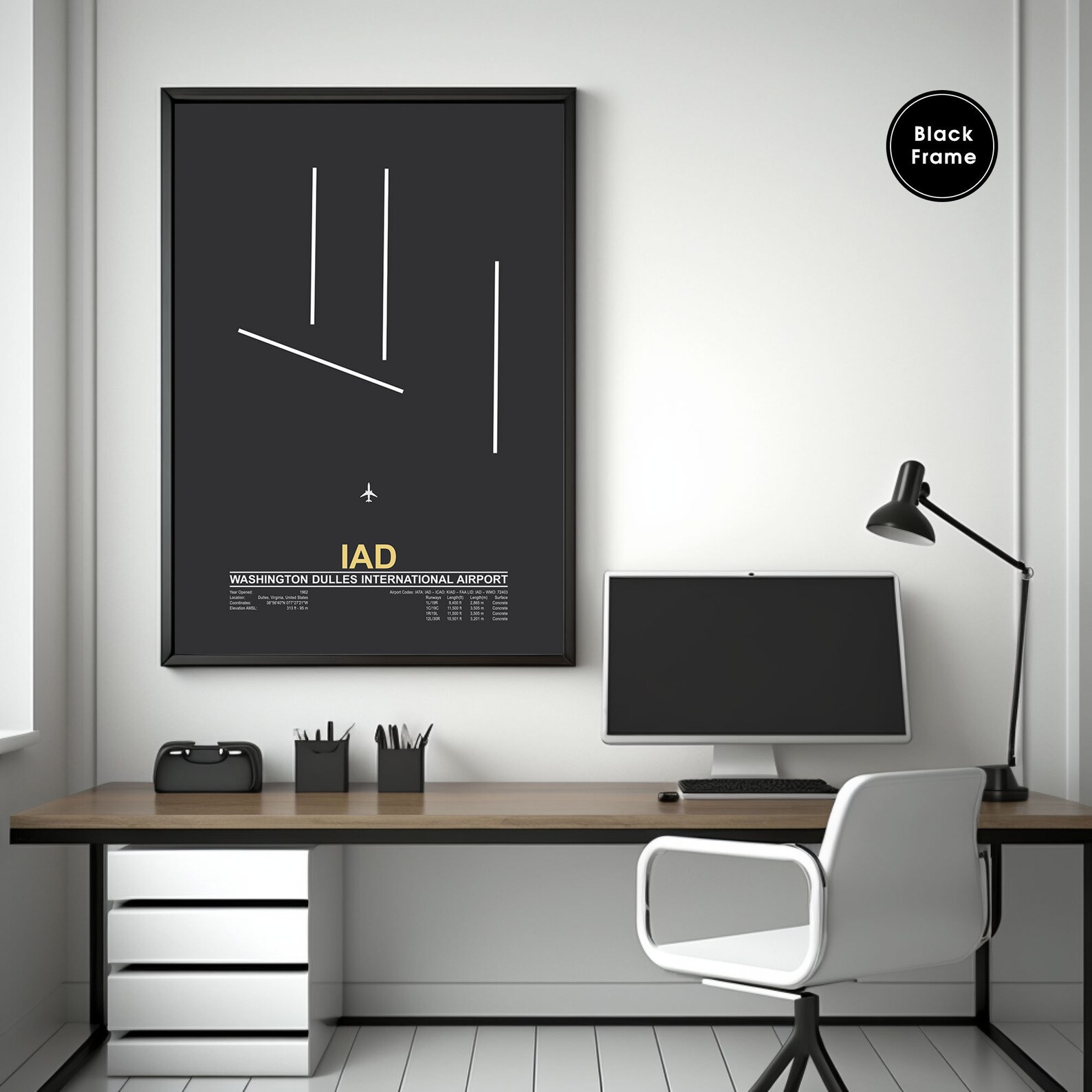 Dulles International Airport, IAD, Airport Map Art, Airport Code Art ...