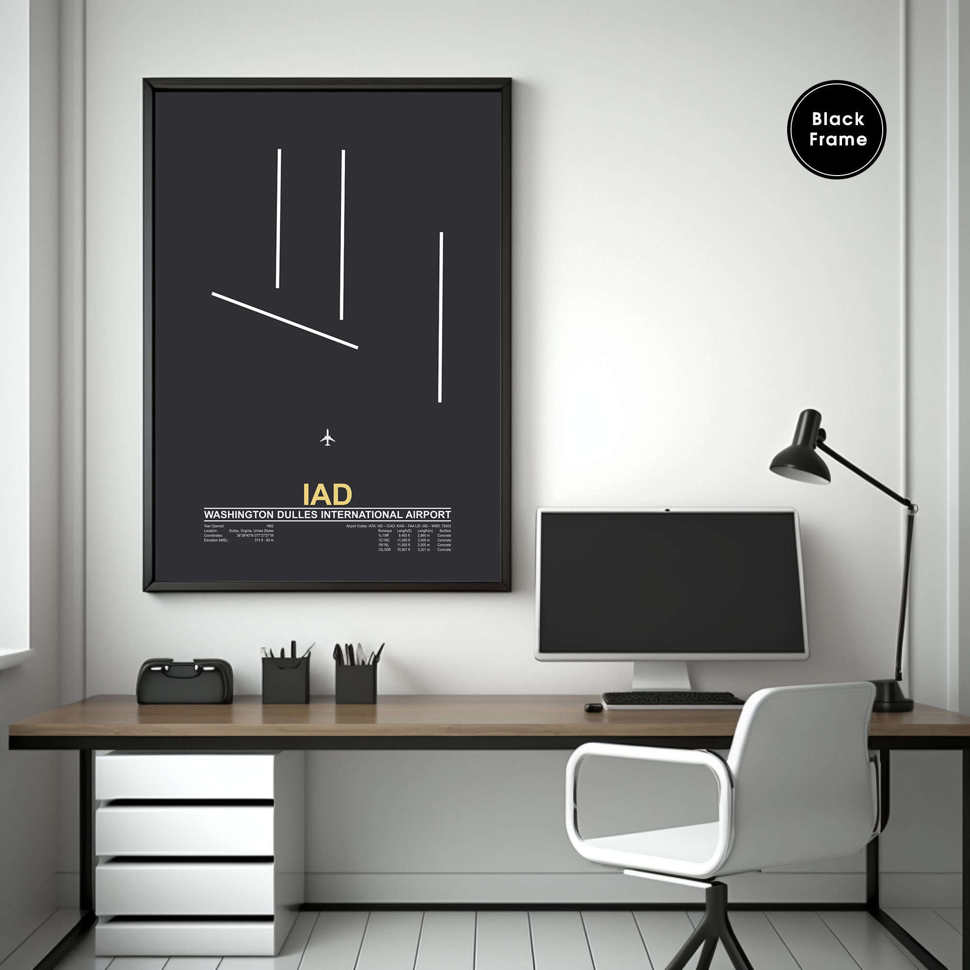 Dulles International Airport, IAD, Airport Map Art, Airport Code Art ...