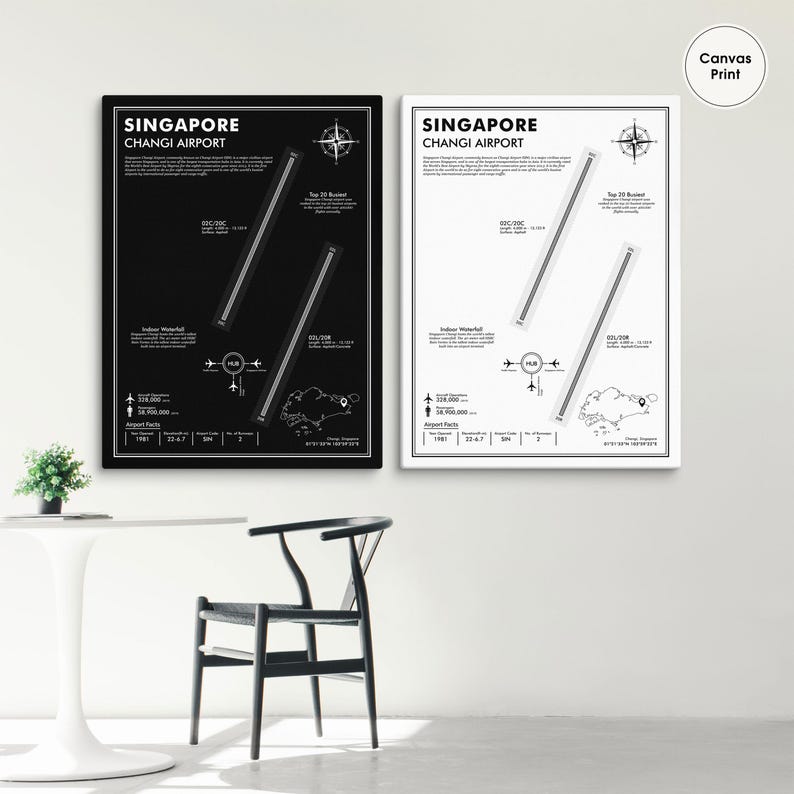 SIN, Singapore Changi Airport, Airport Map Art, Airport Code Art ...