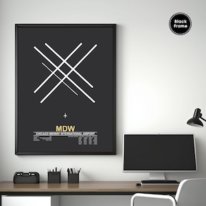 Midway International Airport, MDW, Airport Map Art, Airport Code Art ...